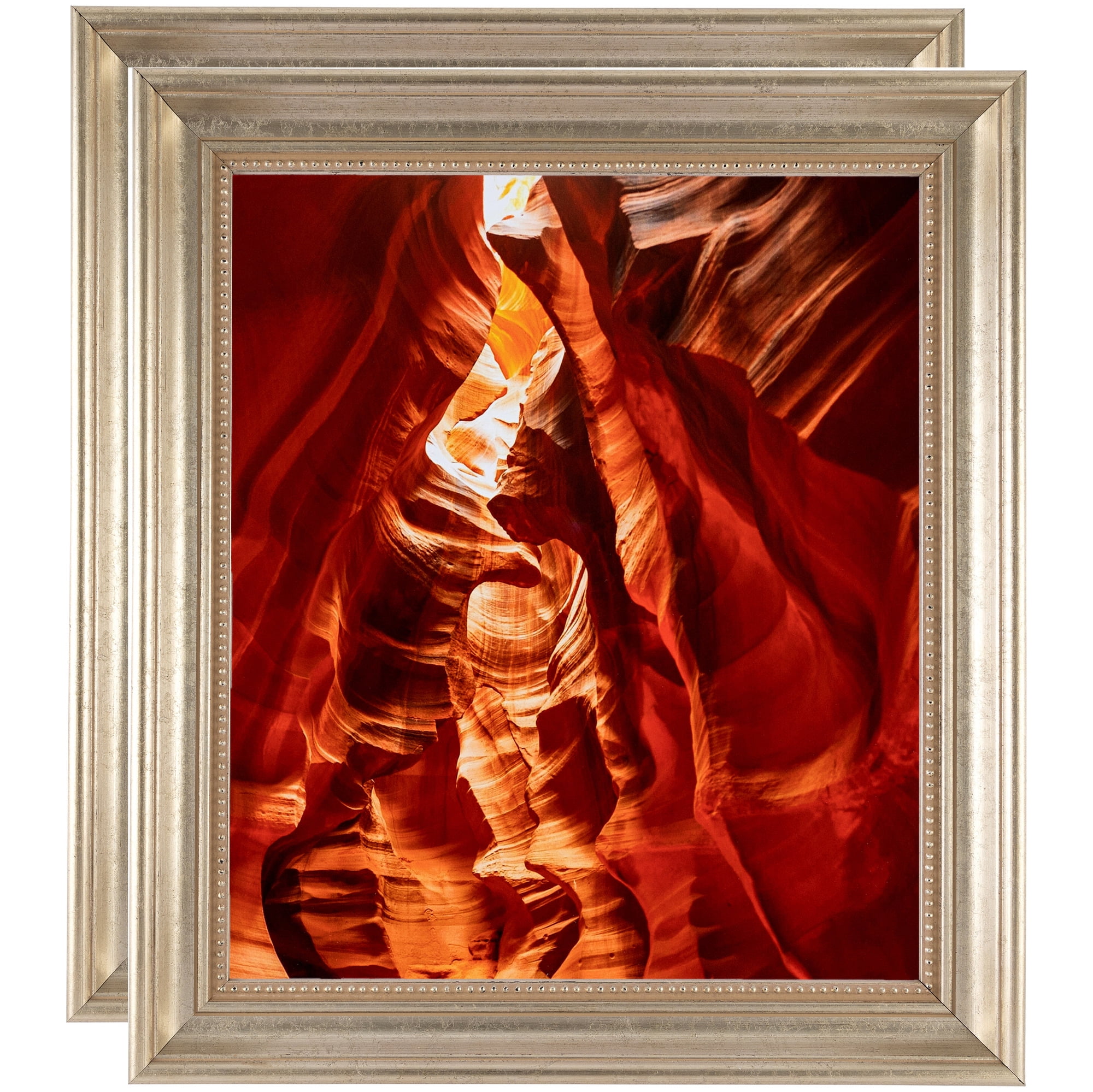 ArtToFrames 4" x 8" Aged White Gold Picture Frame, 4x8 inch Silver Wood ...