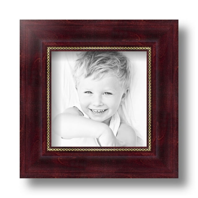 ArtToFrames 5" x 5" Cherry Stain with Gold Beads Picture Frame, 5x5 ...