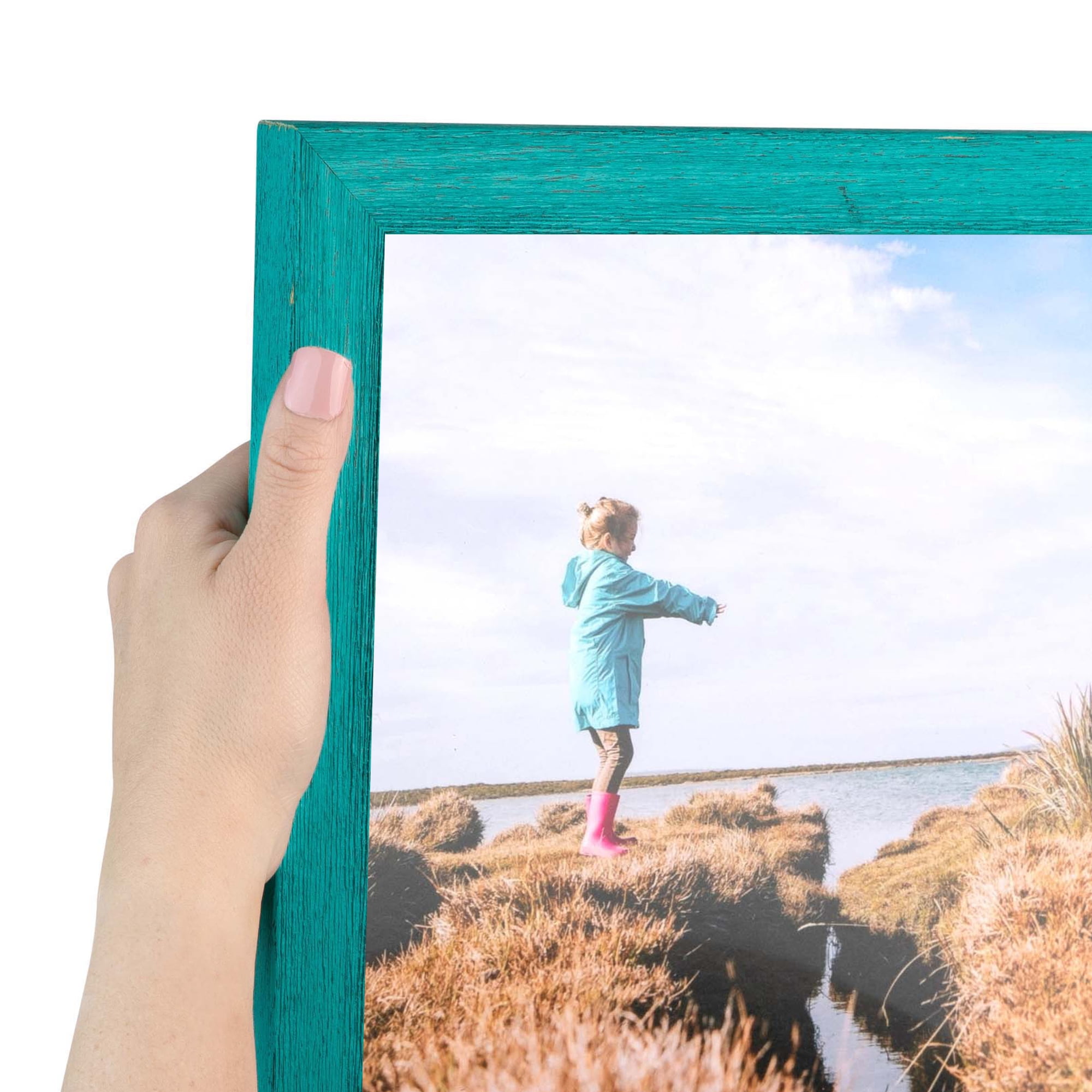 ArtToFrames 5" x 9" Aqua Picture Frame, 5x9 inch Green Wood Poster ...