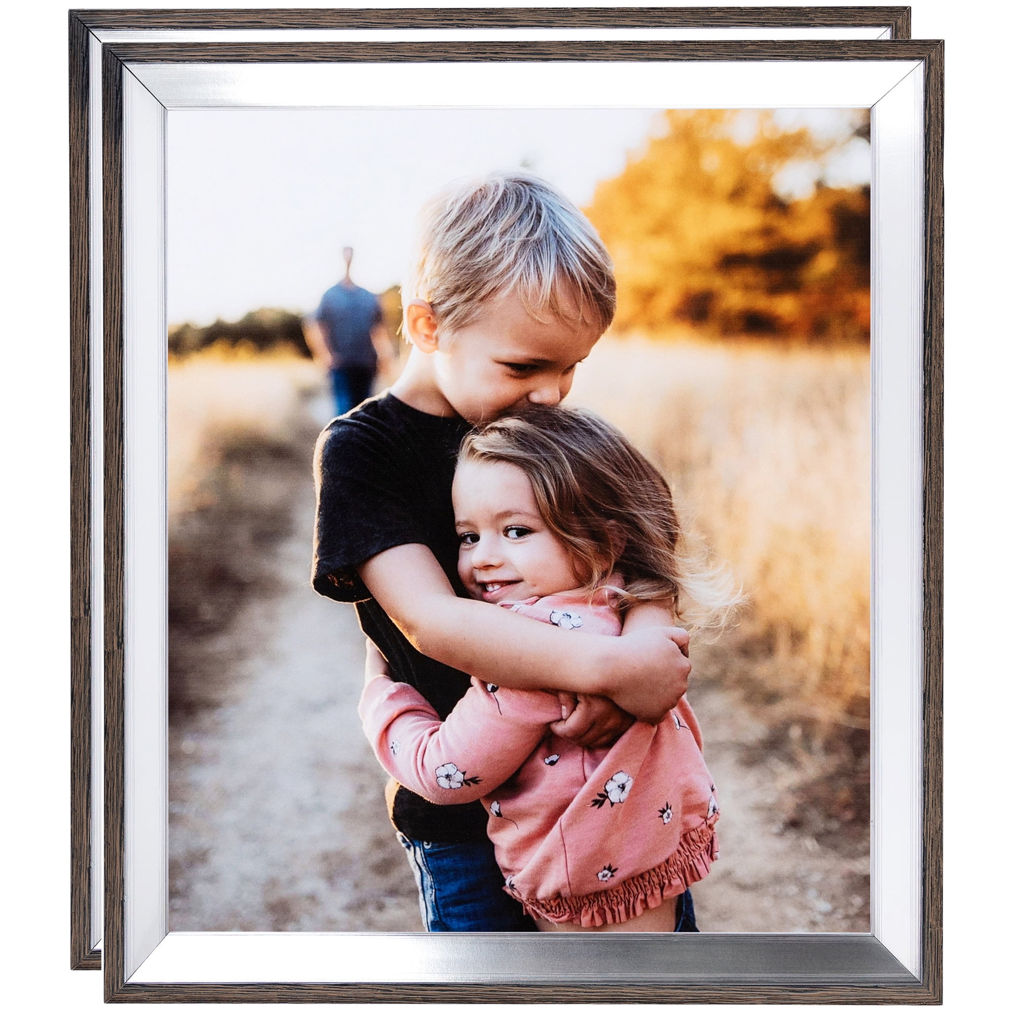 ArtToFrames 6" x 8" Silver with Stained Grey Picture Frame, 6x8 inch ...