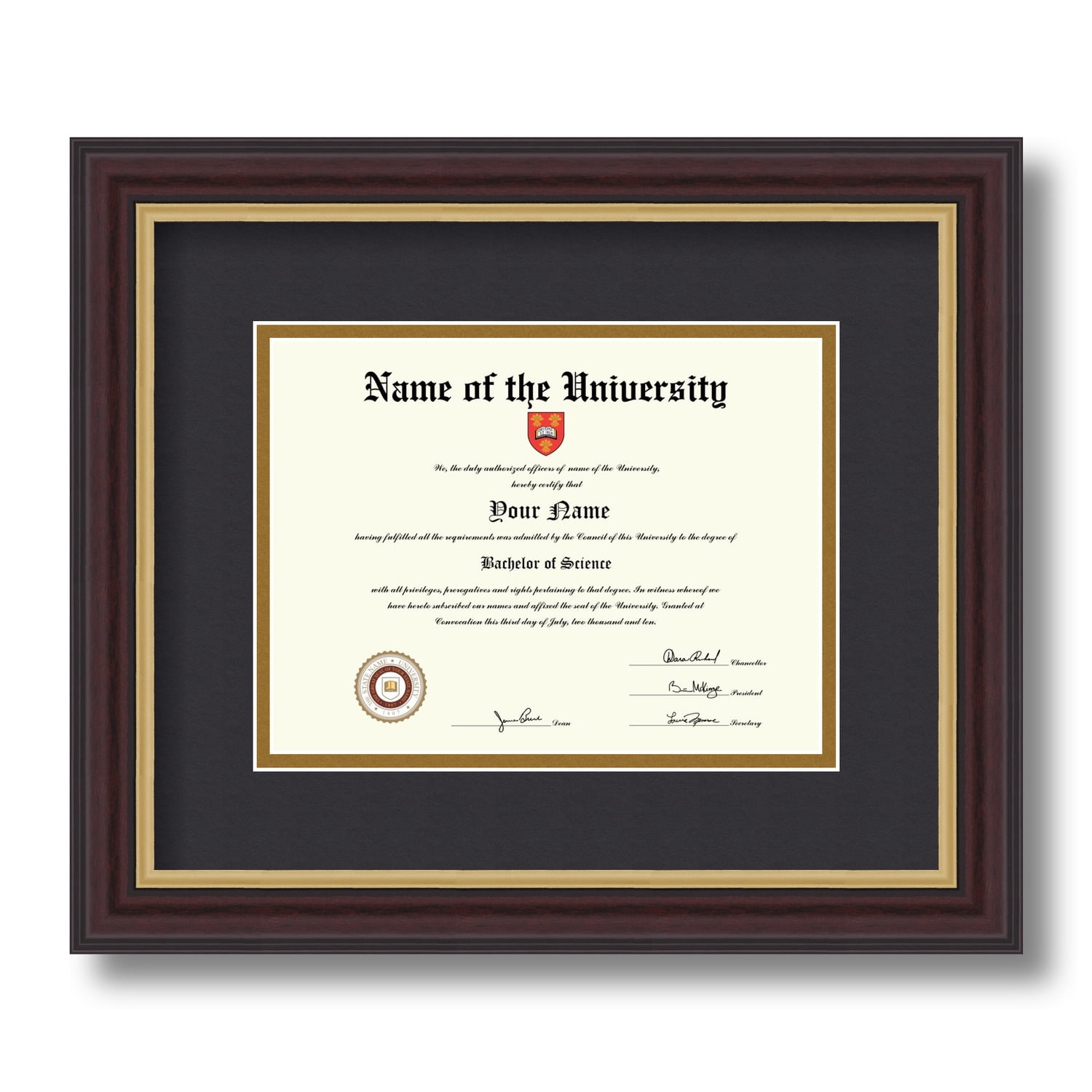 ArtToFrames 6x8 inch Diploma Frame - Framed in Mahogany and Gold Slope ...
