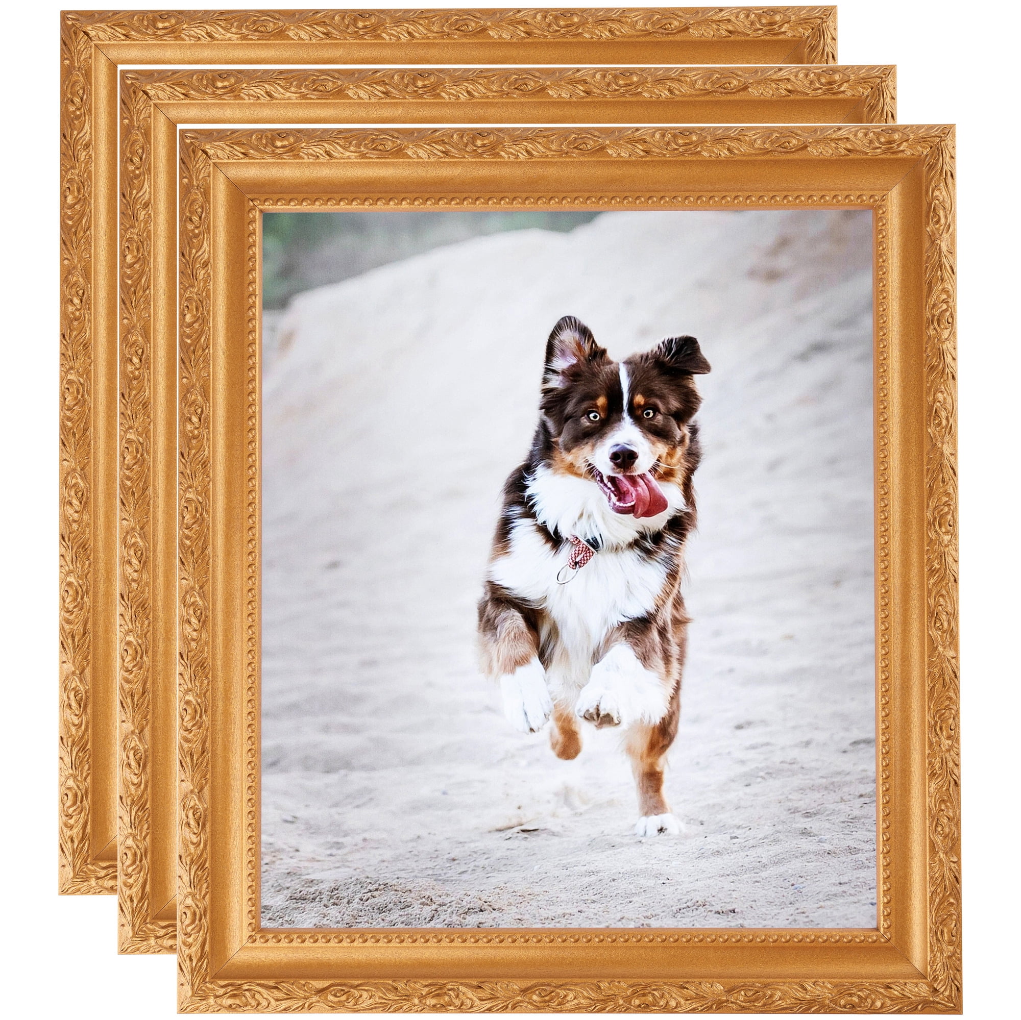 ArtToFrames 7" x 11" Bright Gold Picture Frame, 7x11 inch Gold Wood ...