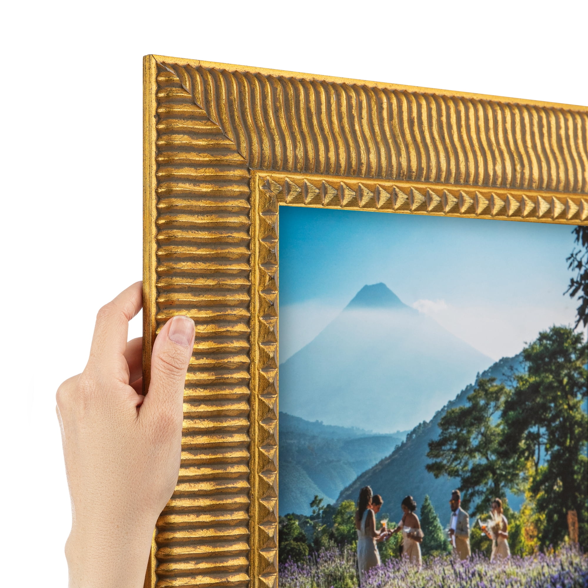 ArtToFrames 7" x 28" Versailles Wave Ornate Gold Picture Frame, 7x28 ...