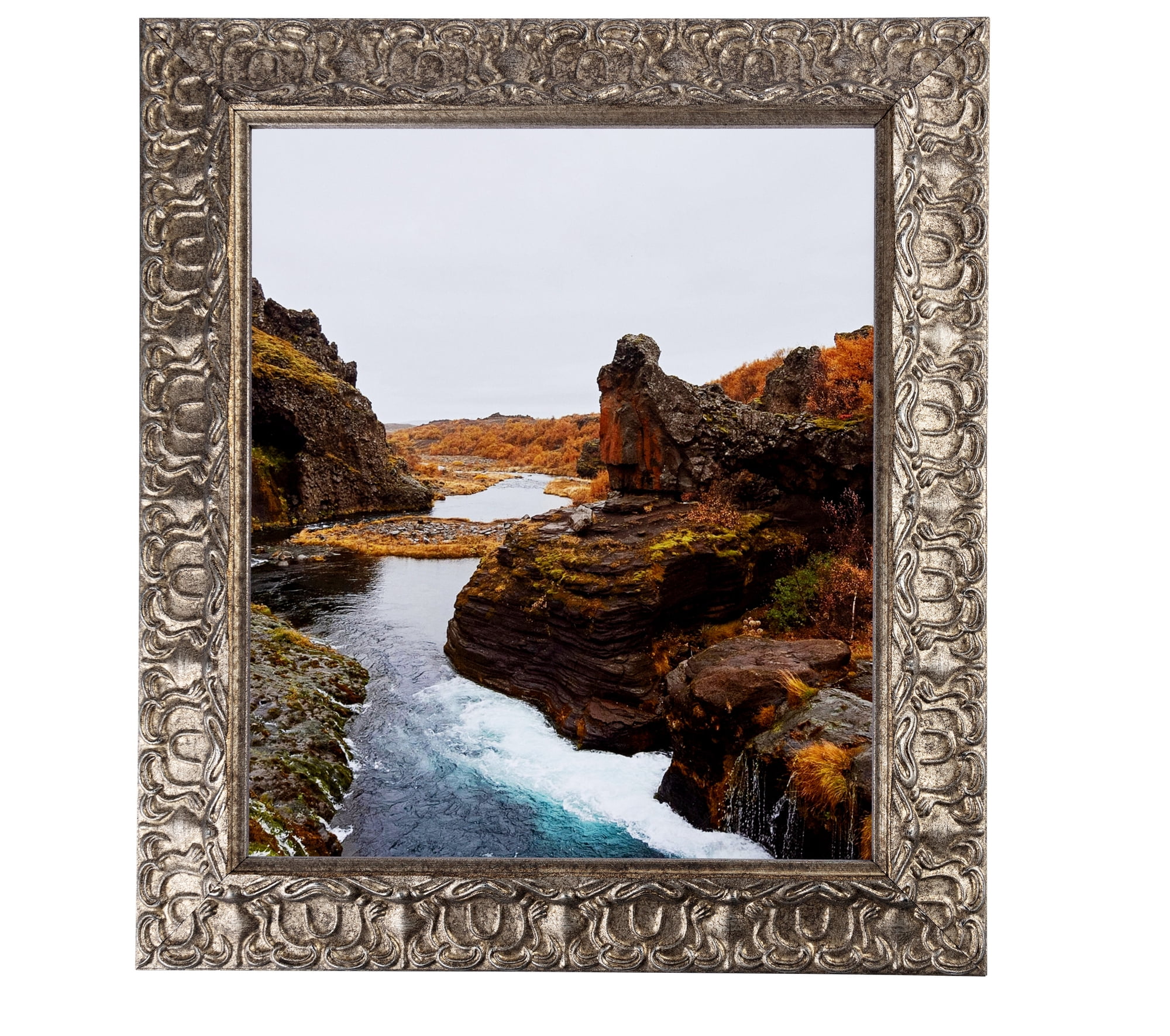 ArtToFrames 7x15" Silver Ornate Reverse Picture Frame, Multi Wood ...