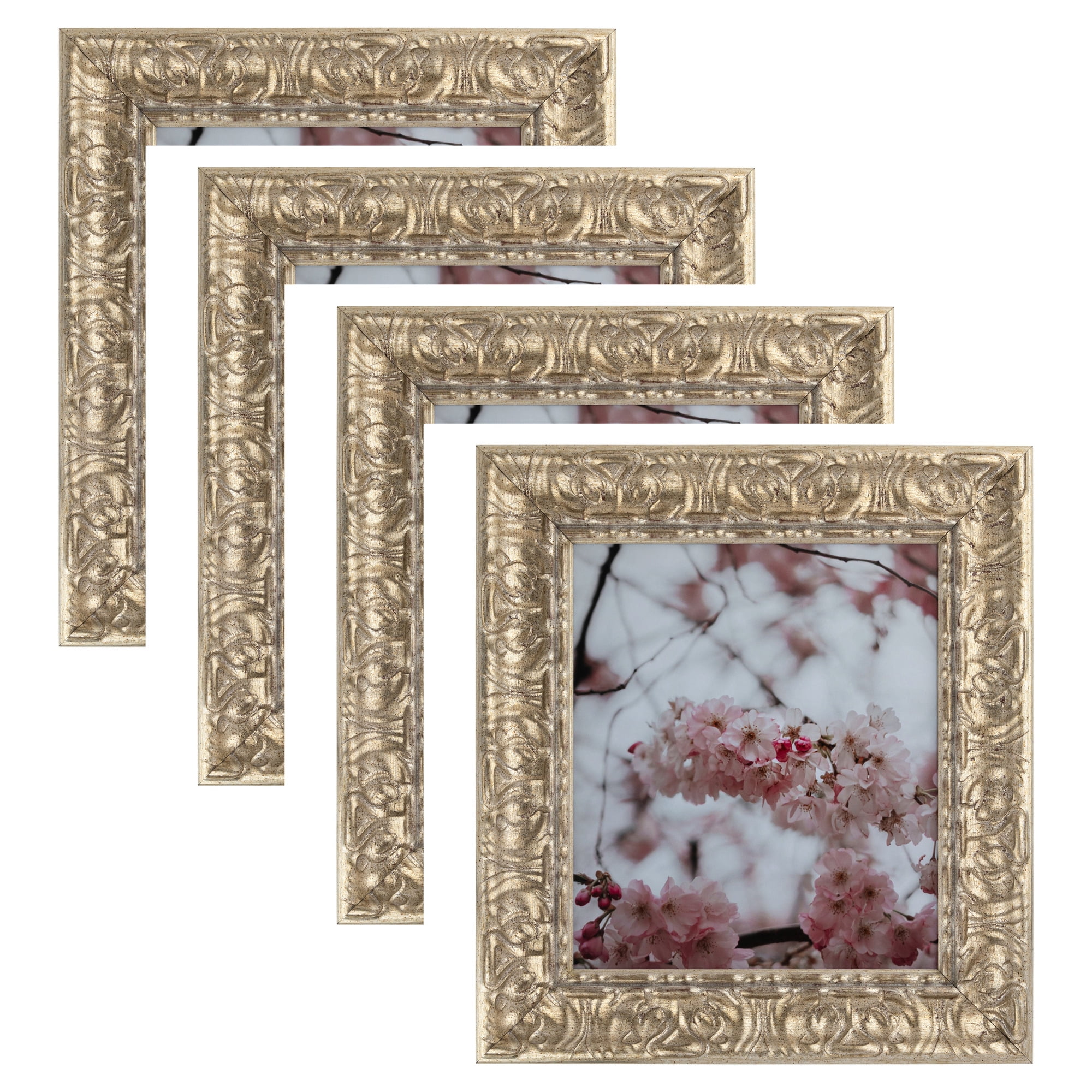 ArtToFrames 8" x 10" Antique Floral Silver Picture Frame, 8x10 inch ...