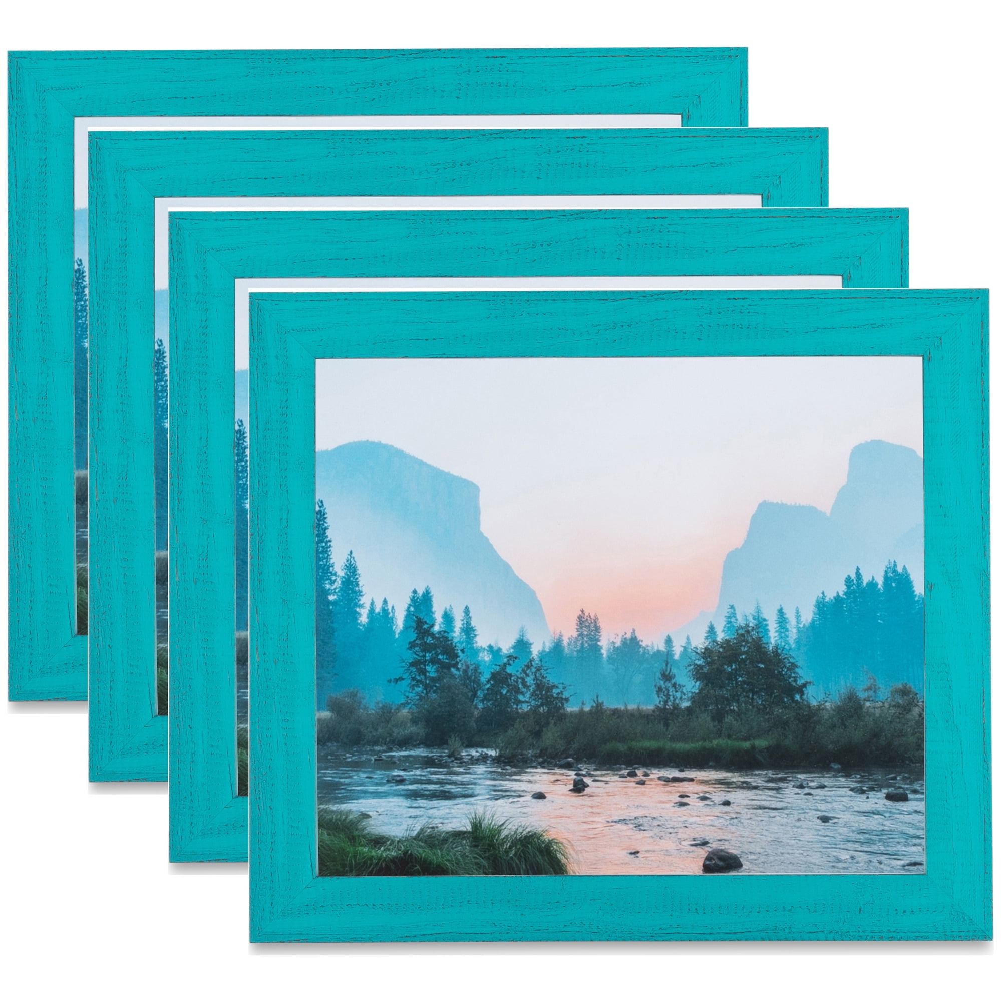ArtToFrames 8" x 11" Turquoise Picture Frame, 8x11 inch Blue Wood ...