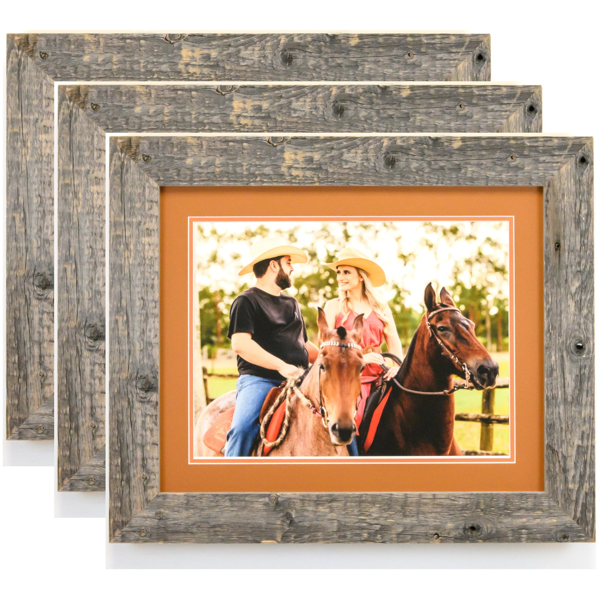 ArtToFrames 8" x 12" Real Reclaimed Barnwood 2.5 Inch Picture Frame, 8x12 inch Brown Wood Poster ...