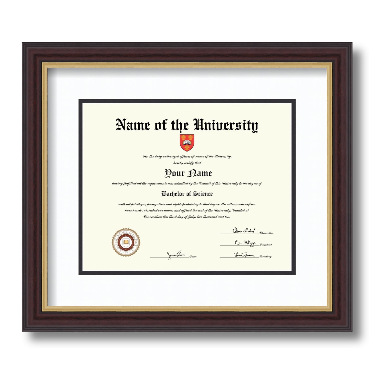 ArtToFrames 8x10 Diploma Frame - Framed in Mahogany and Gold Slope ...