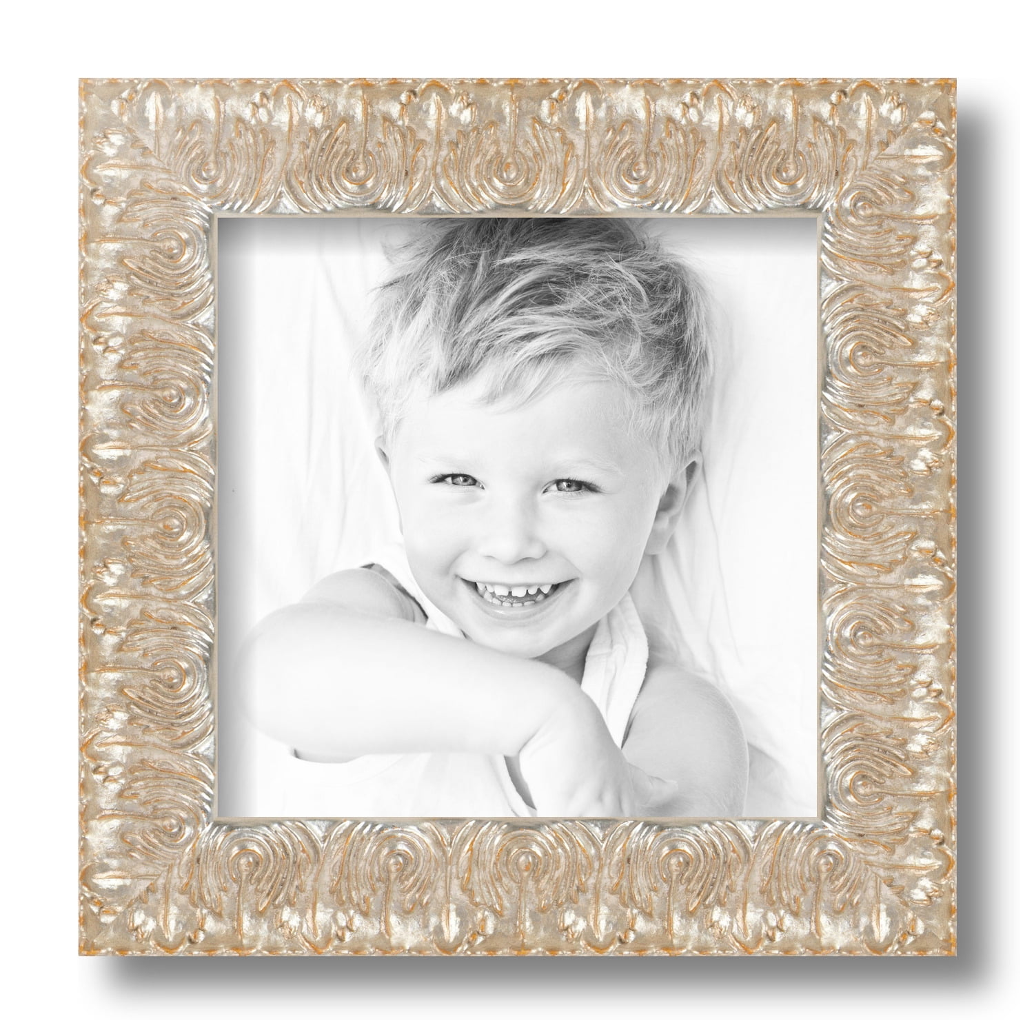 ArtToFrames 8x8 Inch Silver and Black Picture Frame, This Silver Wood ...