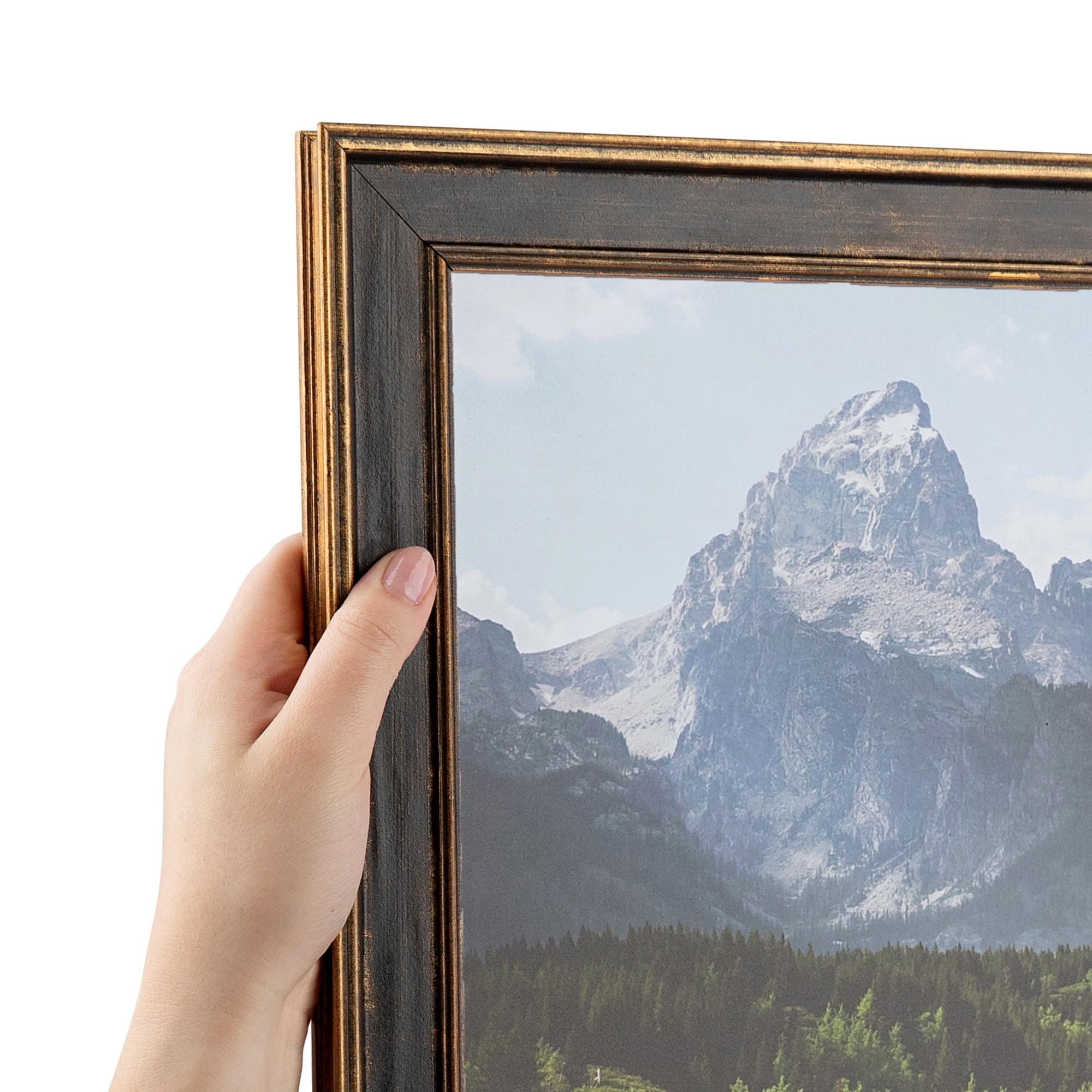 ArtToFrames 9" x 12" Black Panel With Gold Lip Picture Frame, 9x12 inch ...