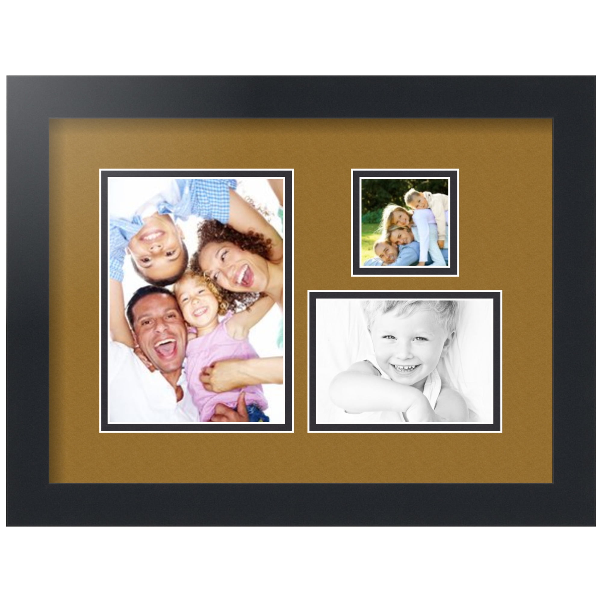 ArtToFrames Collage Photo Picture Frame with 1 - 5x7, 2.5x2.5, 3.5x5" Openings, Framed in Black ...