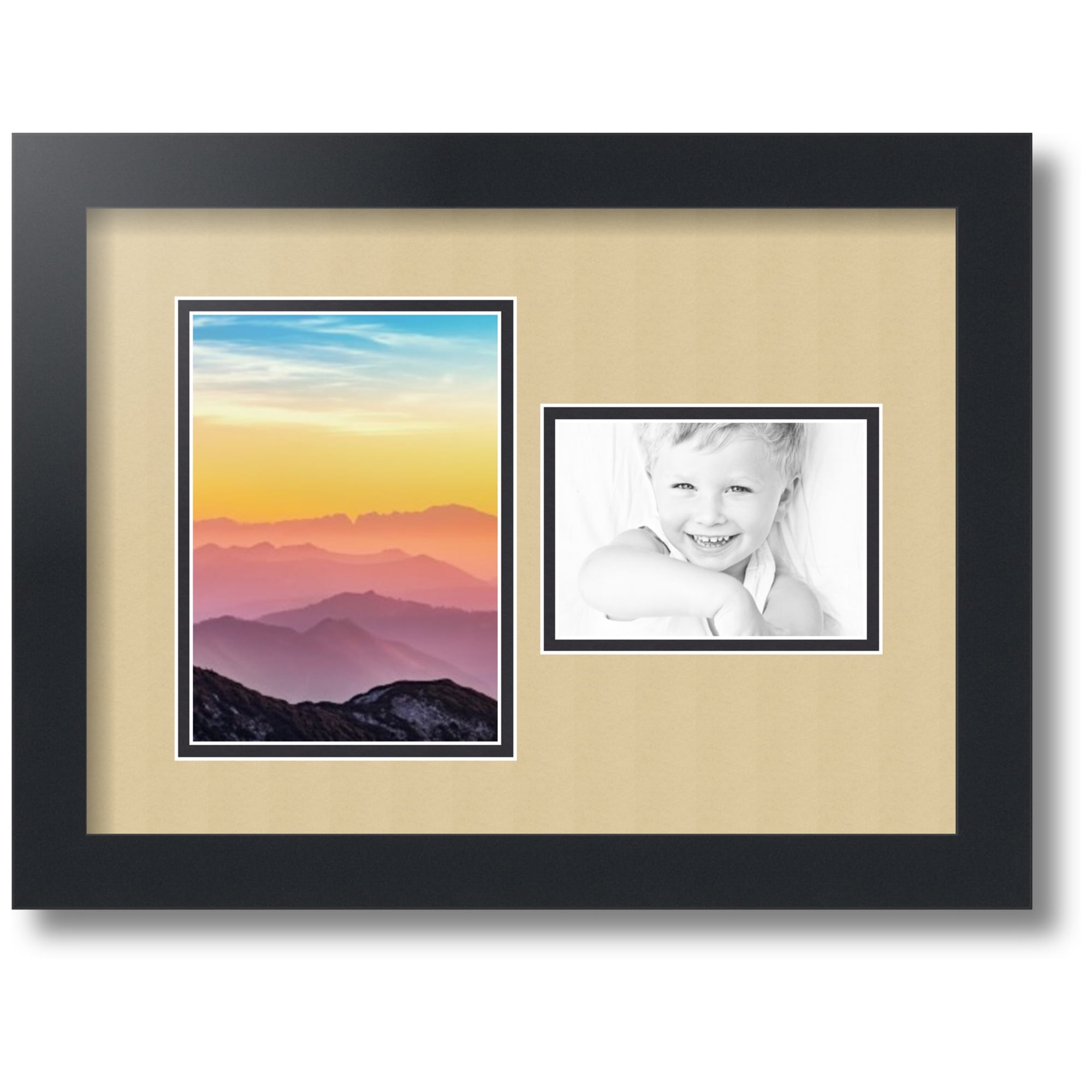 ArtToFrames Collage Photo Picture Frame with 1 - 5x7, 3.5x5" Openings, Framed in Black with ...
