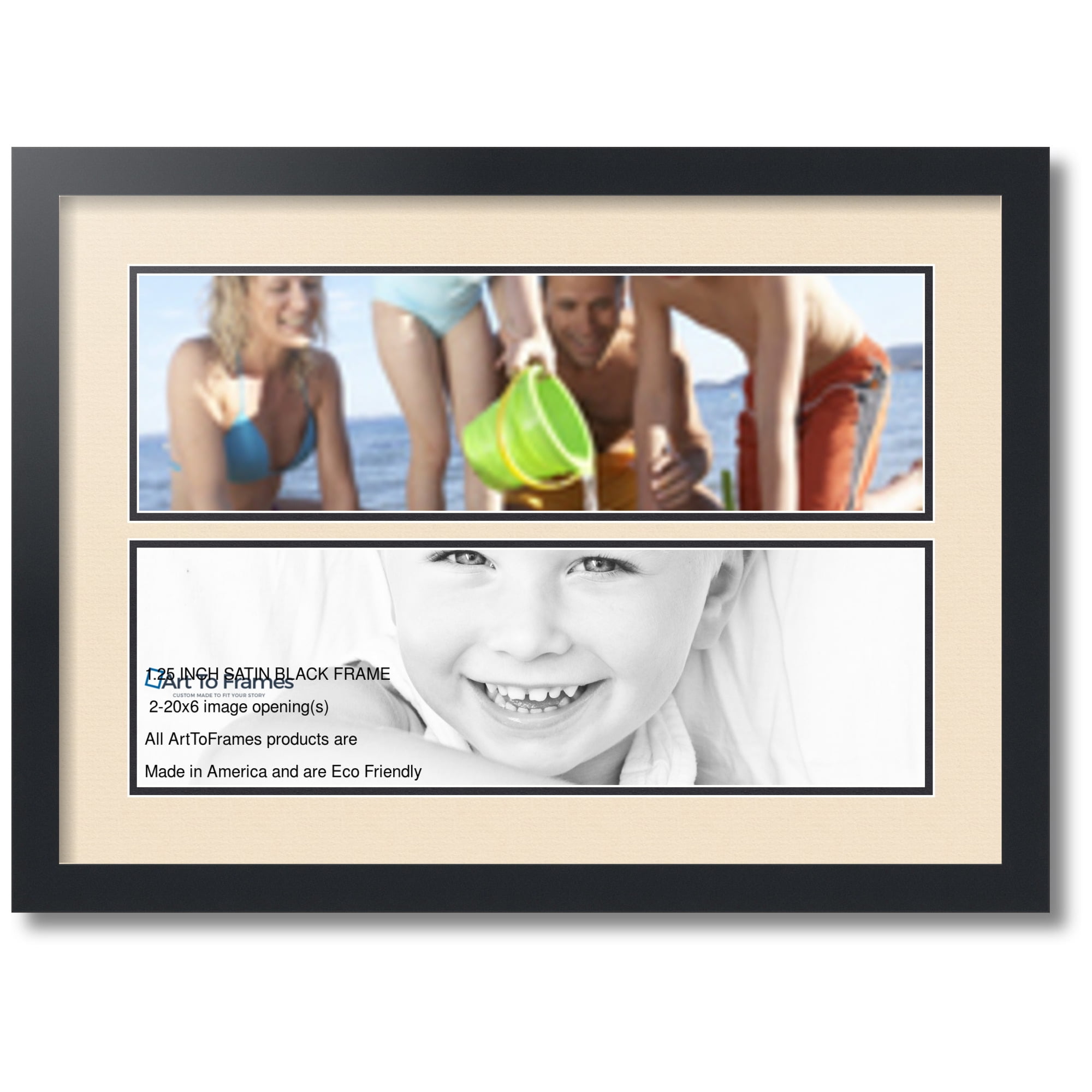 ArtToFrames Collage Photo Picture Frame with 2 - 6x20" Openings, Framed ...