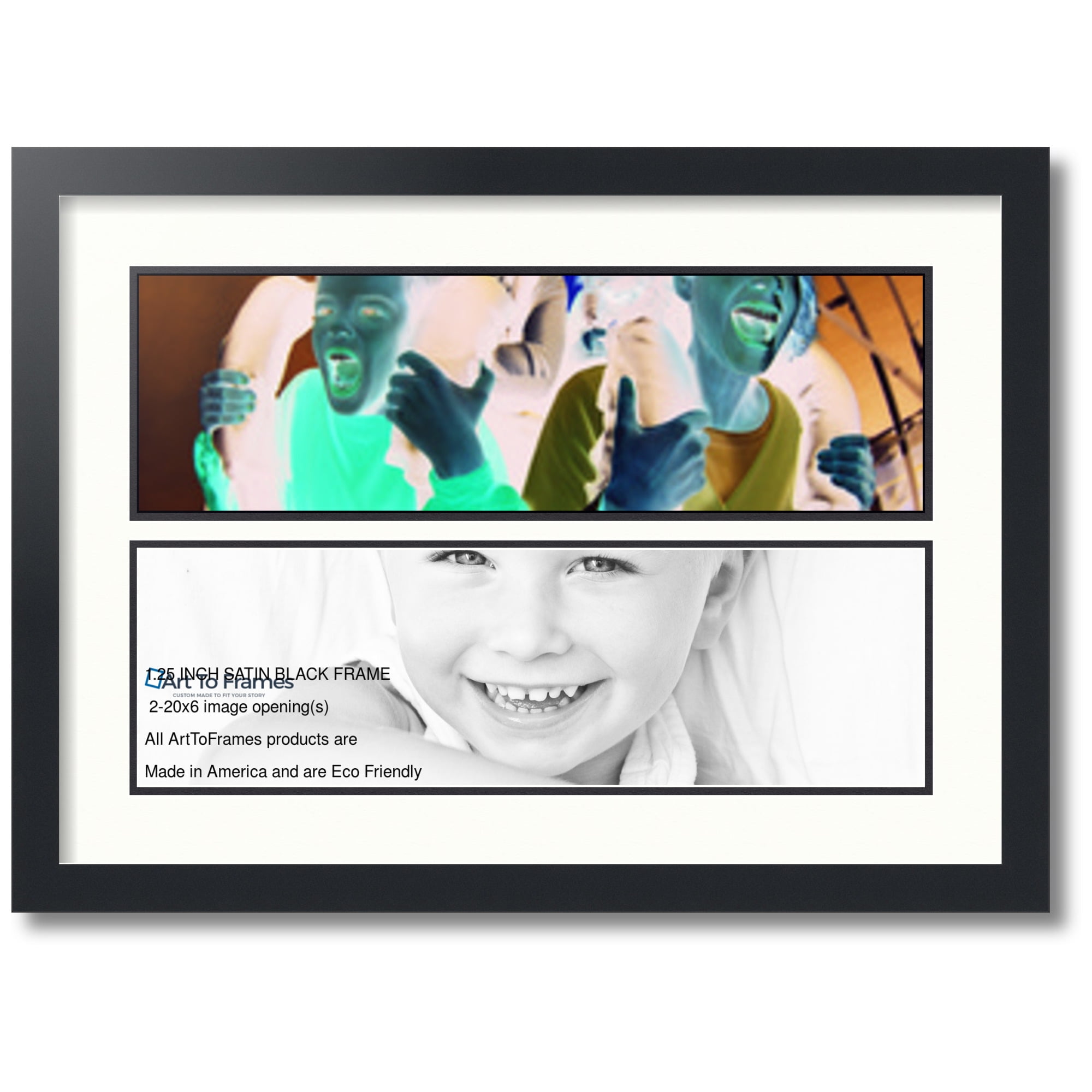 ArtToFrames Collage Photo Picture Frame with 2 - 6x20" Openings, Framed ...