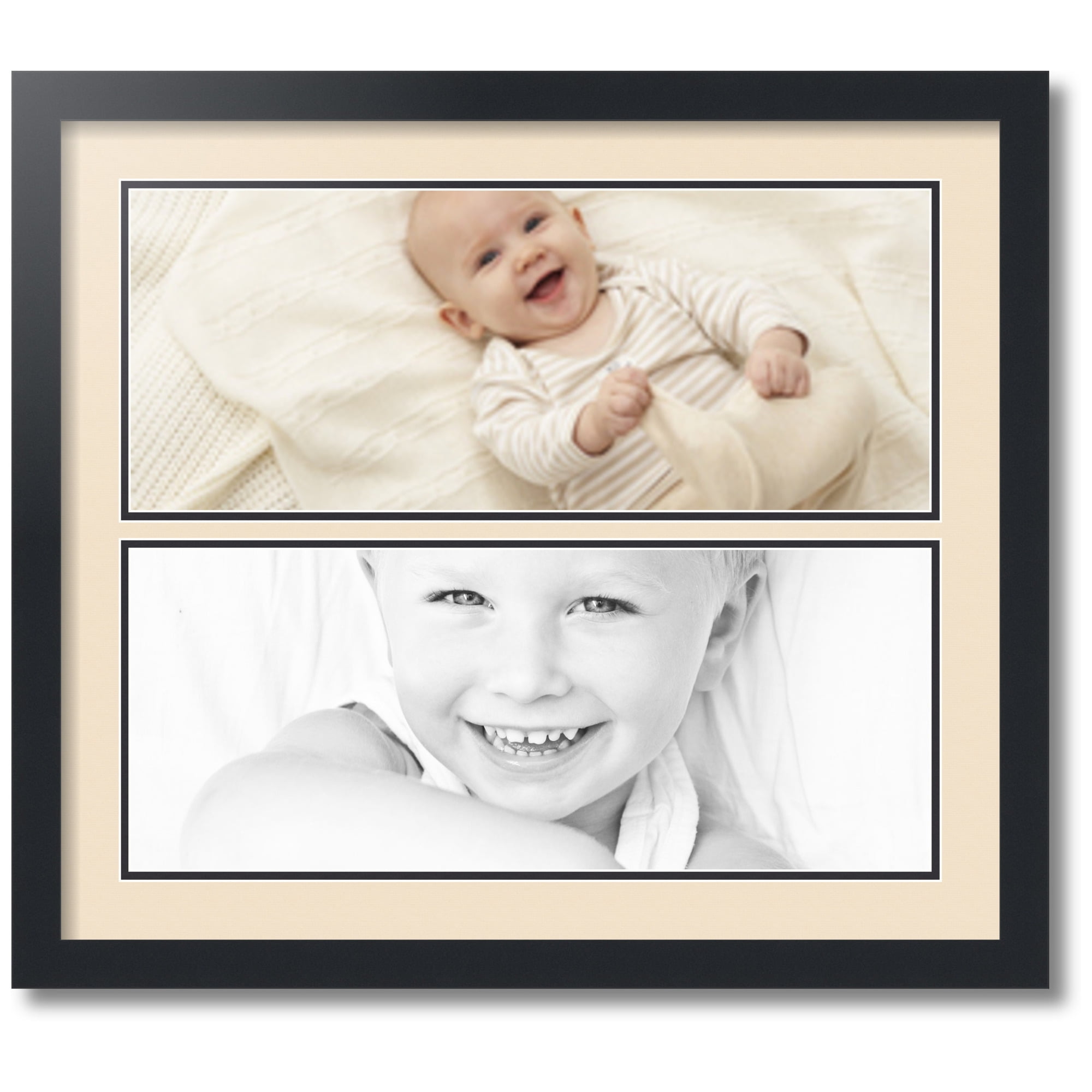 ArtToFrames Collage Photo Picture Frame with 2 - 8x20" Openings, Framed in Black with French ...