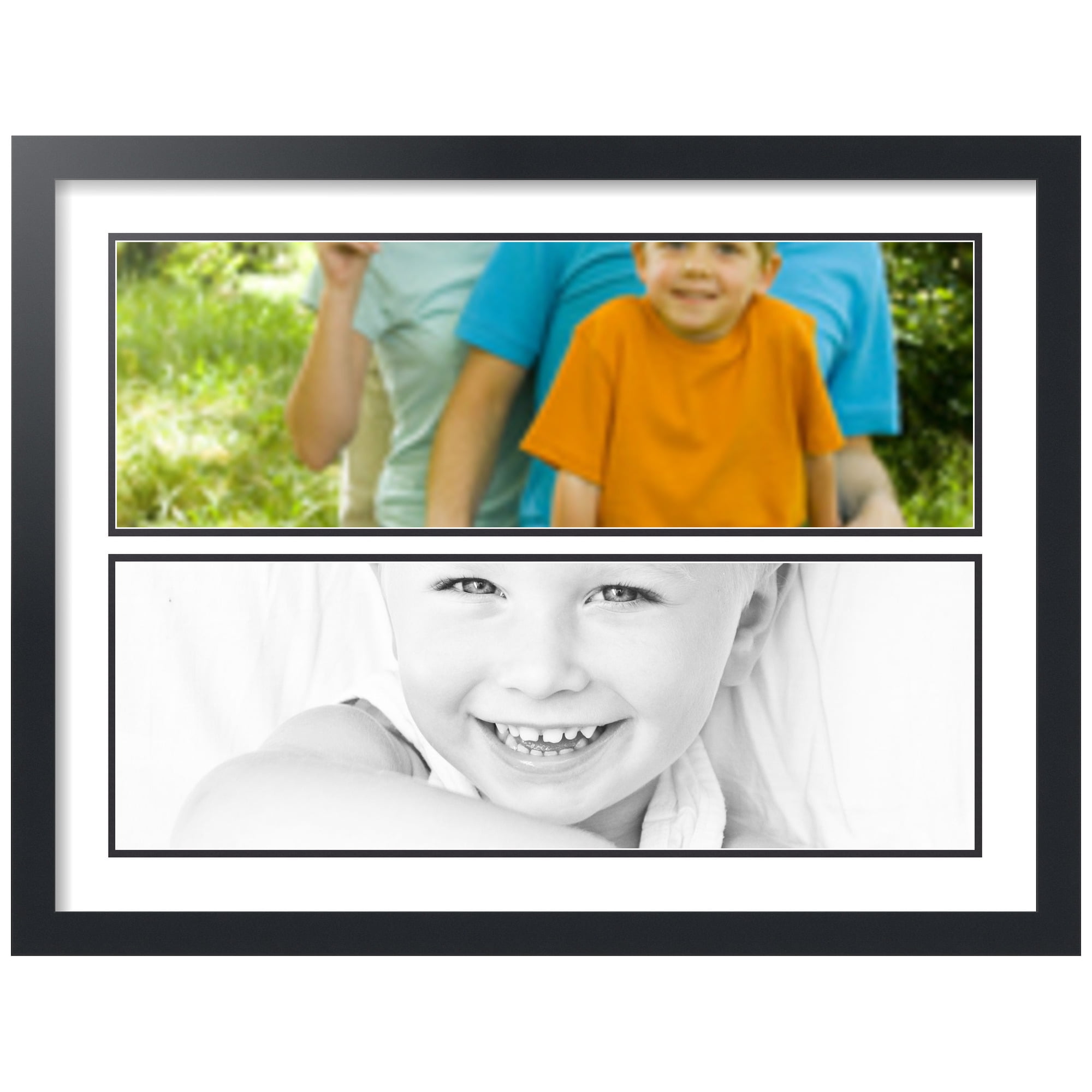 ArtToFrames Collage Photo Picture Frame with 2 - 8x24" Openings, Framed in Black with Crisp and ...