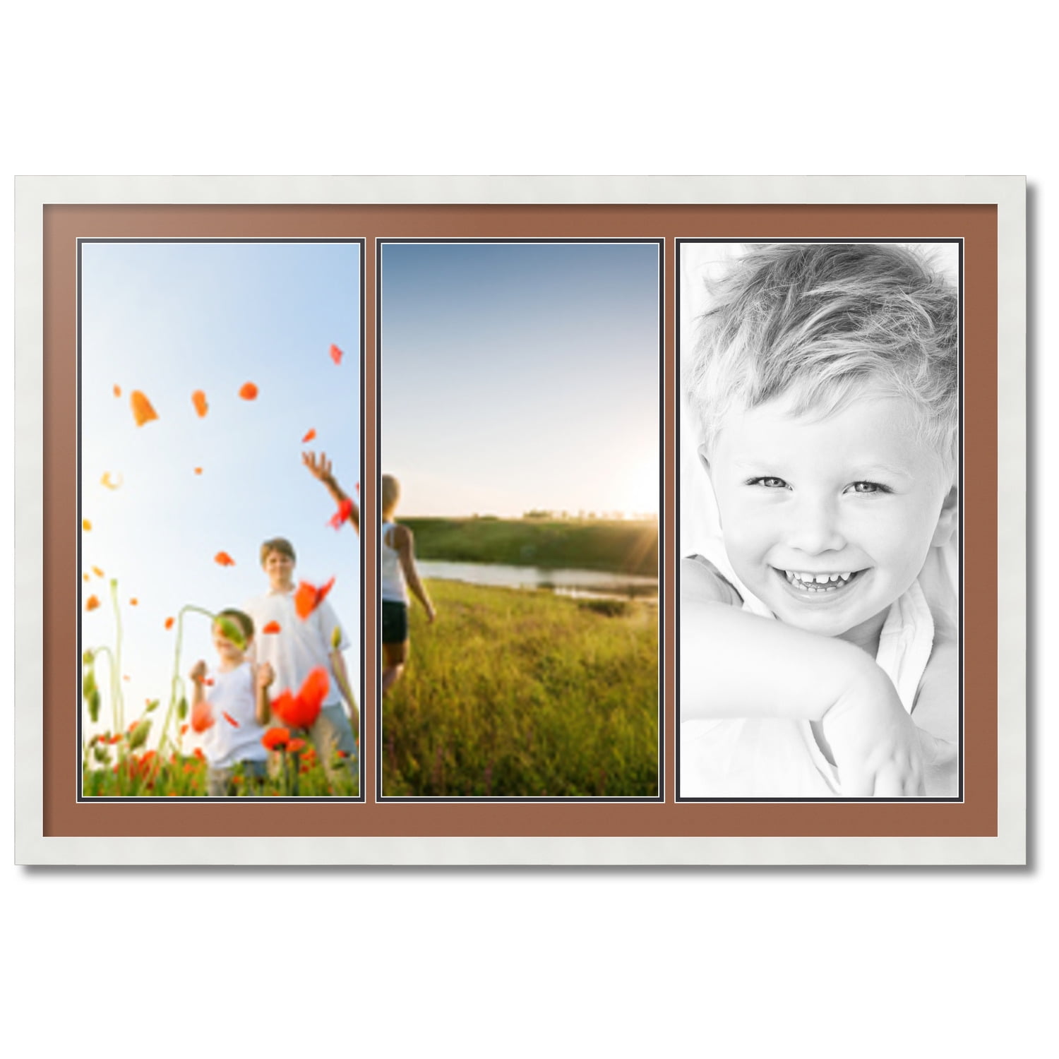 ArtToFrames Collage Photo Picture Frame with 3 - 12x24 Openings, Framed ...