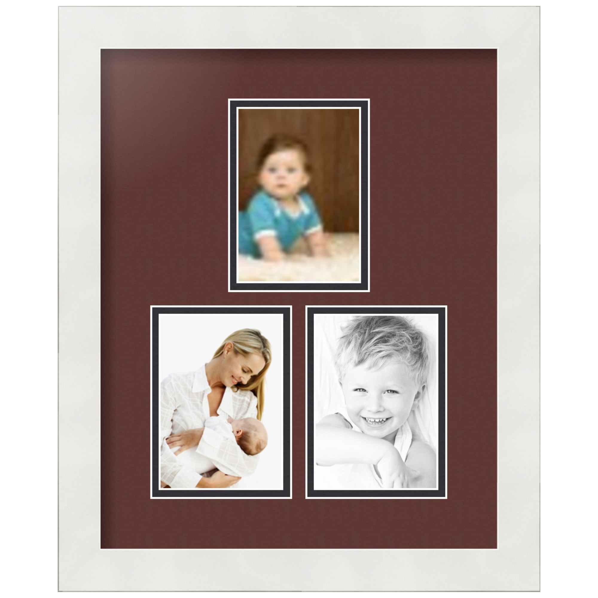 ArtToFrames Collage Photo Picture Frame with 3 - 3.5x5" Openings, Framed in White with Maroon ...
