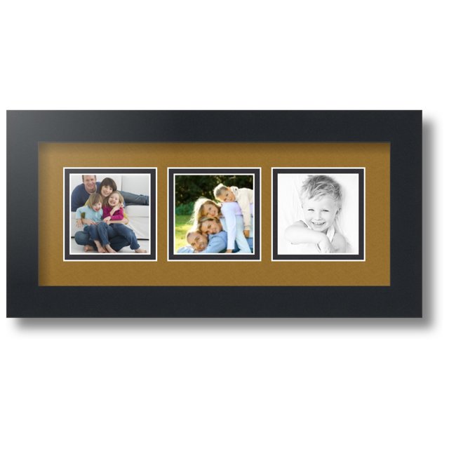 ArtToFrames Collage Photo Picture Frame with 3 - 3x3 Openings, Framed ...
