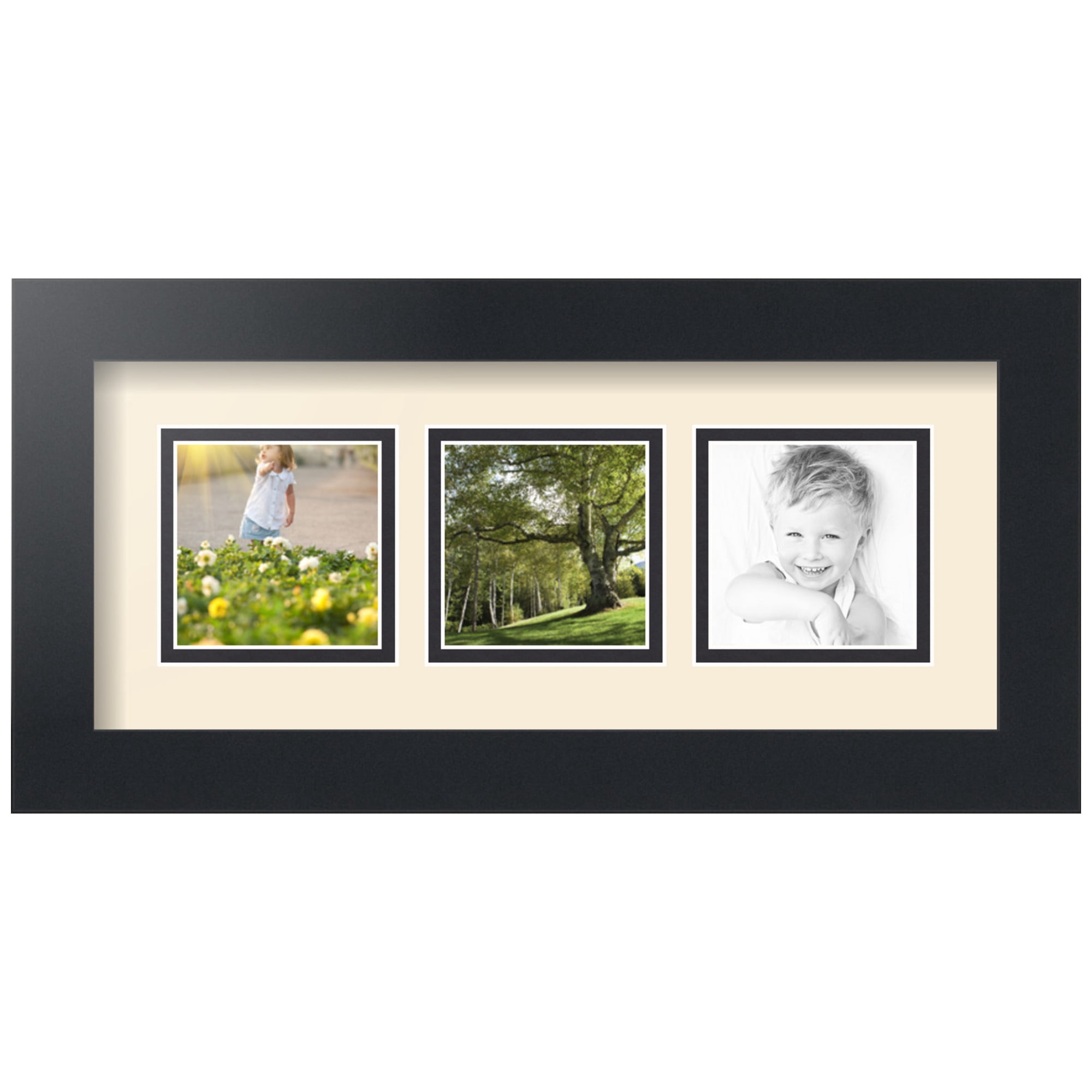 ArtToFrames Collage Photo Picture Frame with 3 - 3x3" Openings, Framed ...