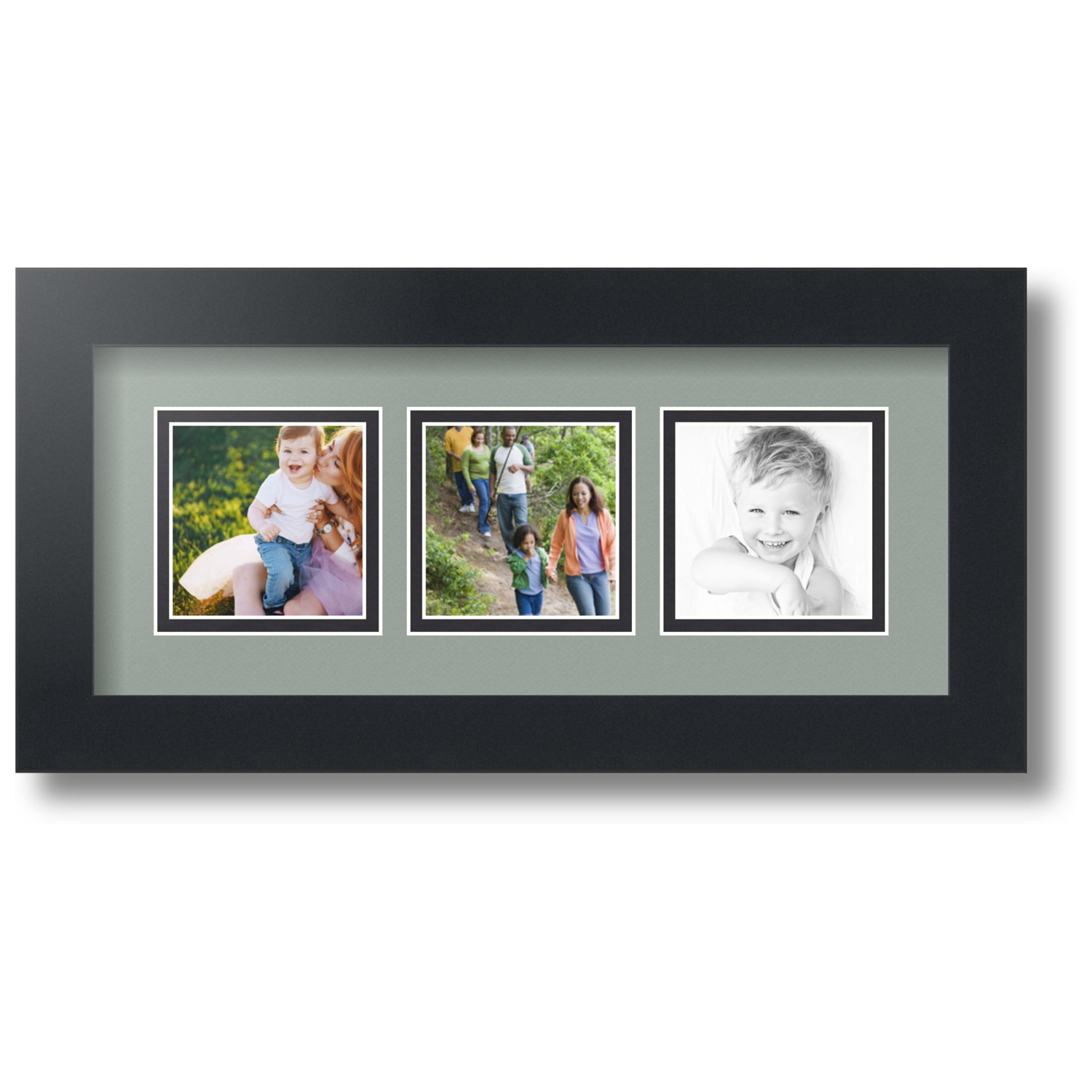 ArtToFrames Collage Photo Picture Frame with 3 - 3x3 Openings, Framed ...