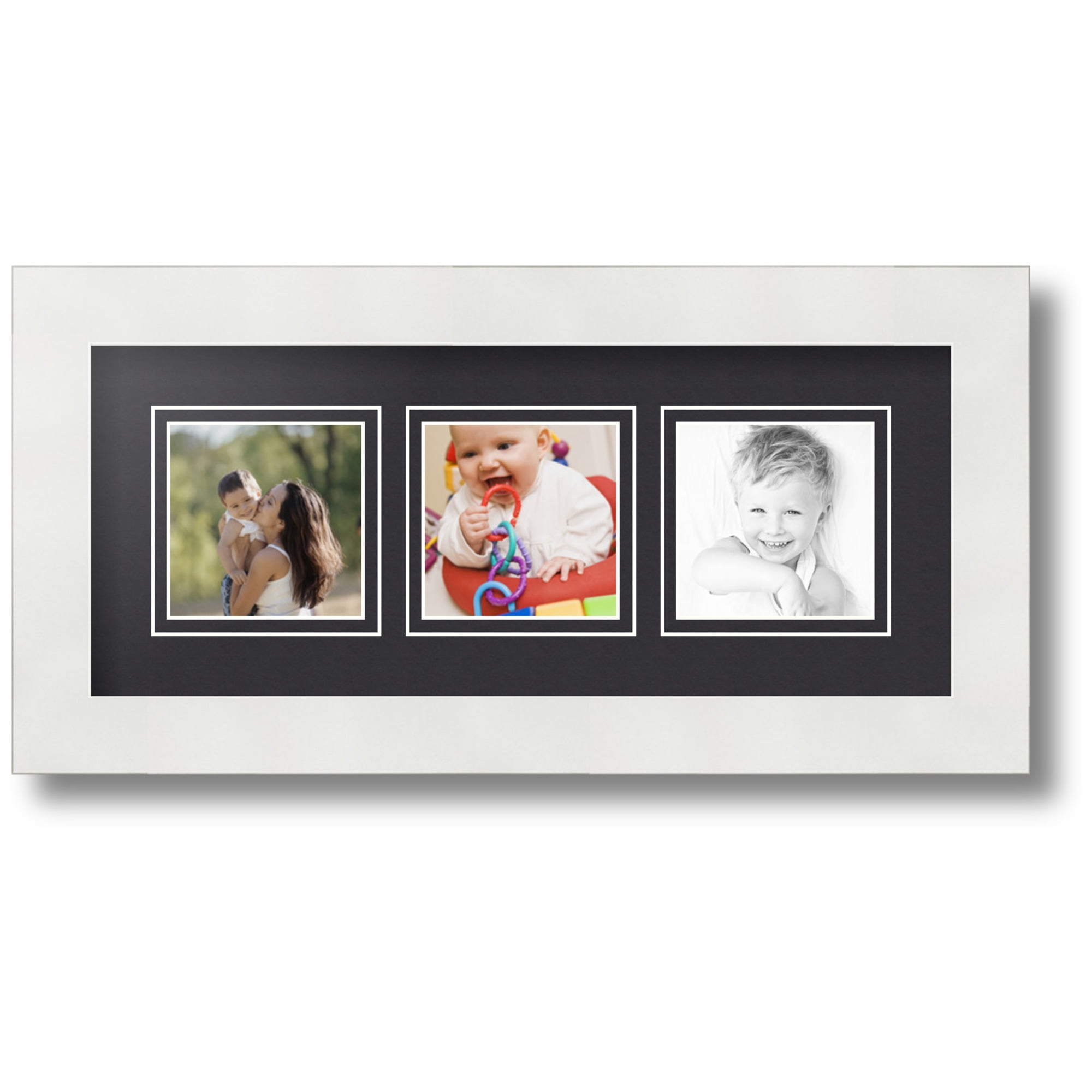 ArtToFrames Collage Photo Picture Frame with 3 - 3x3 Openings, Framed ...