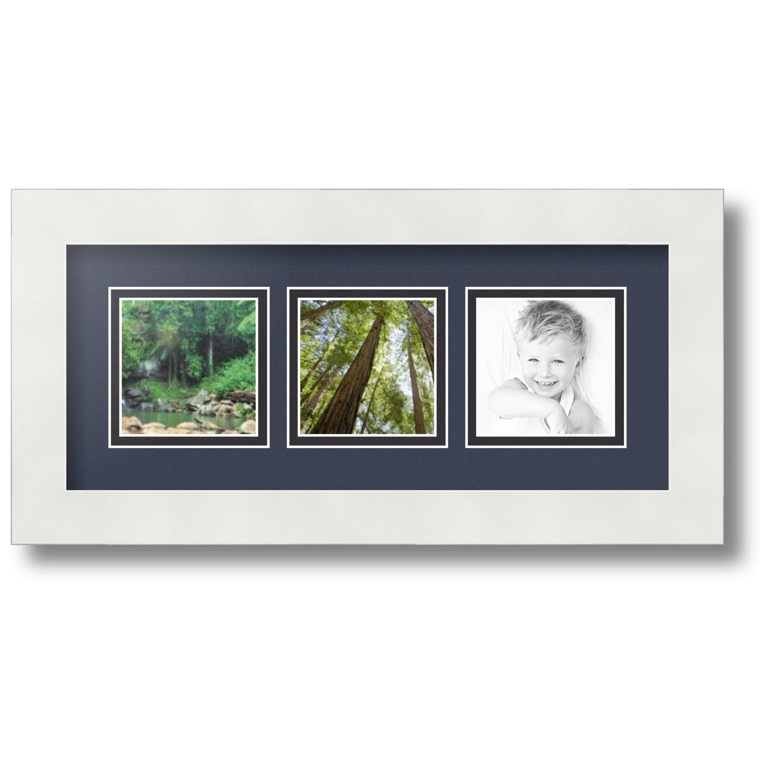 ArtToFrames Collage Photo Picture Frame with 3 - 3x3 Openings, Framed ...