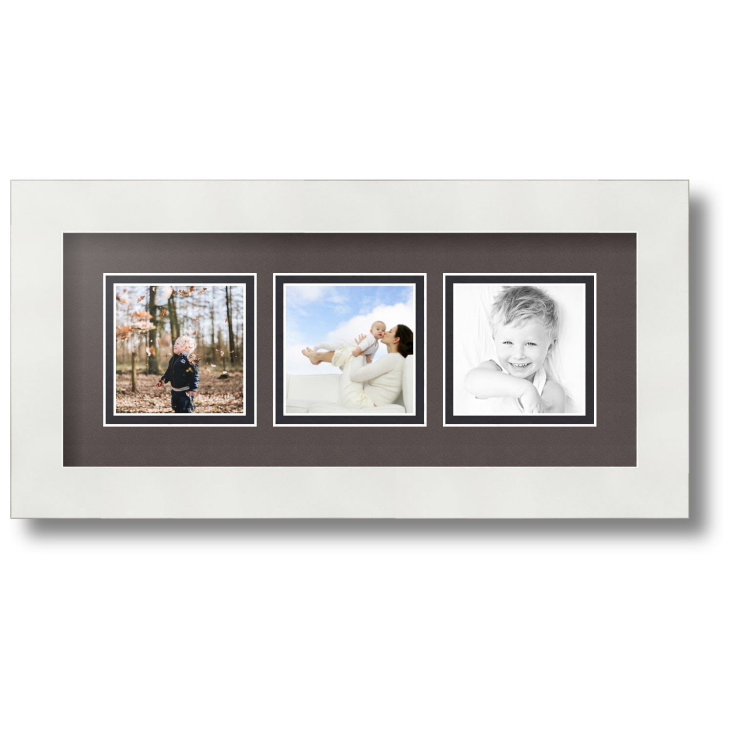 ArtToFrames Collage Photo Picture Frame with 3 - 3x3 Openings, Framed ...