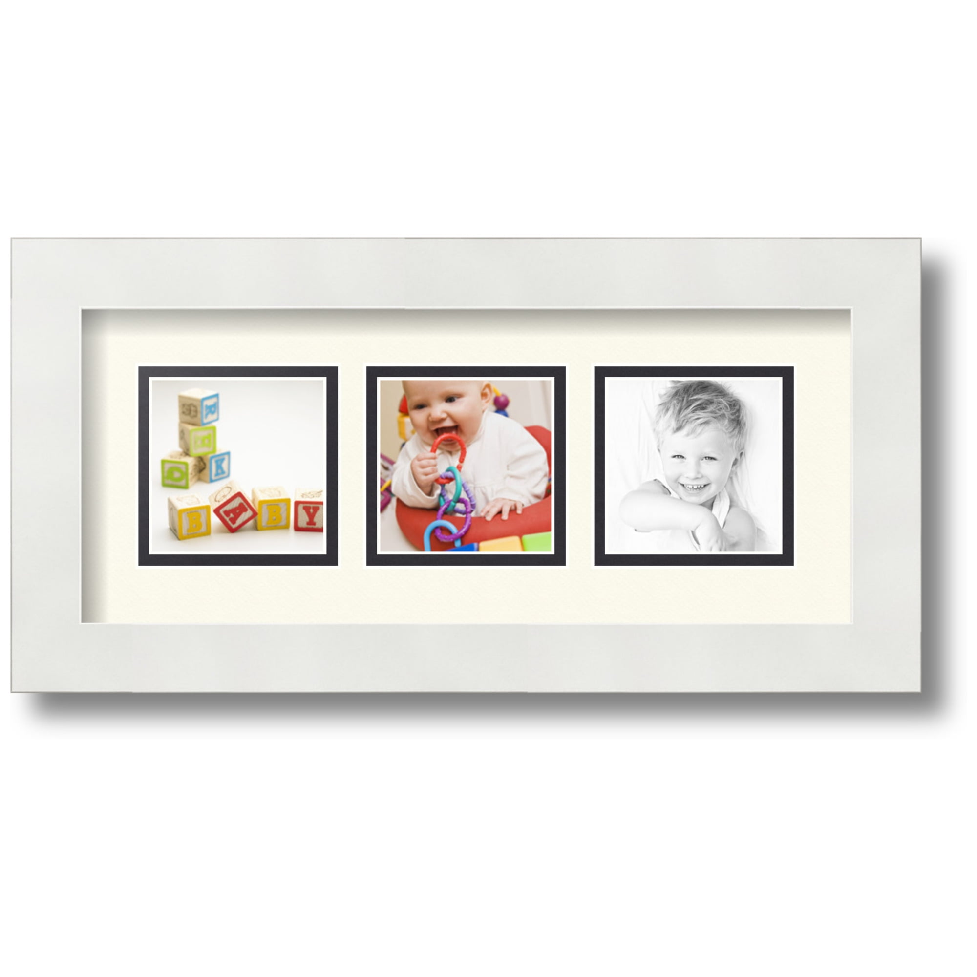 ArtToFrames Collage Photo Picture Frame with 3 - 3x3 Openings, Framed ...