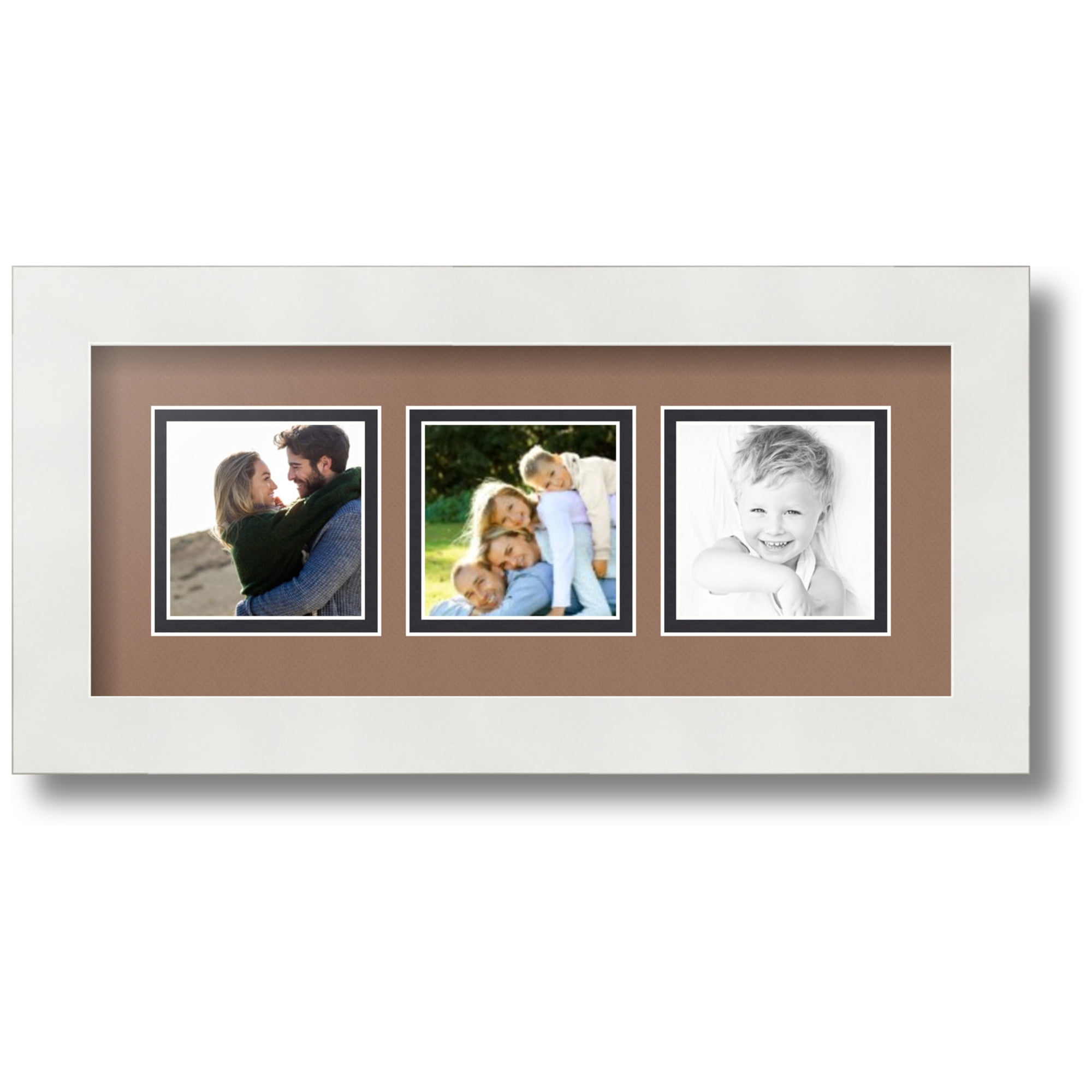ArtToFrames Collage Photo Picture Frame with 3 - 3x3 Openings, Framed ...