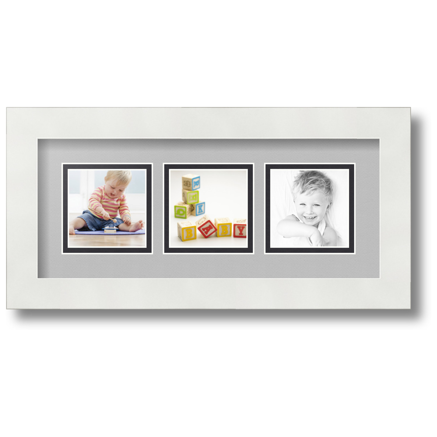 ArtToFrames Collage Photo Picture Frame with 3 - 3x3 Openings, Framed ...