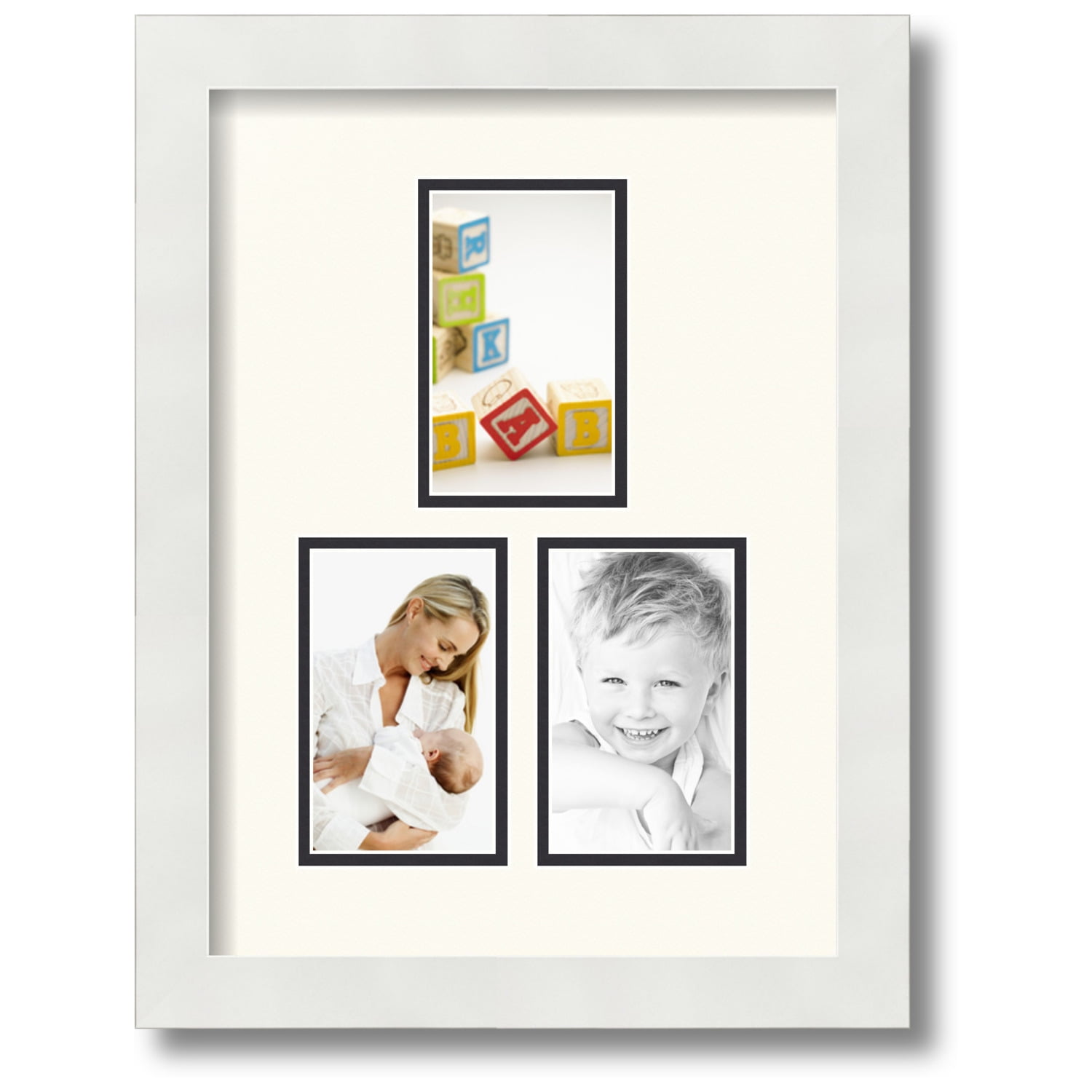 ArtToFrames Collage Photo Picture Frame with 3 - 3x5 Openings, Framed ...
