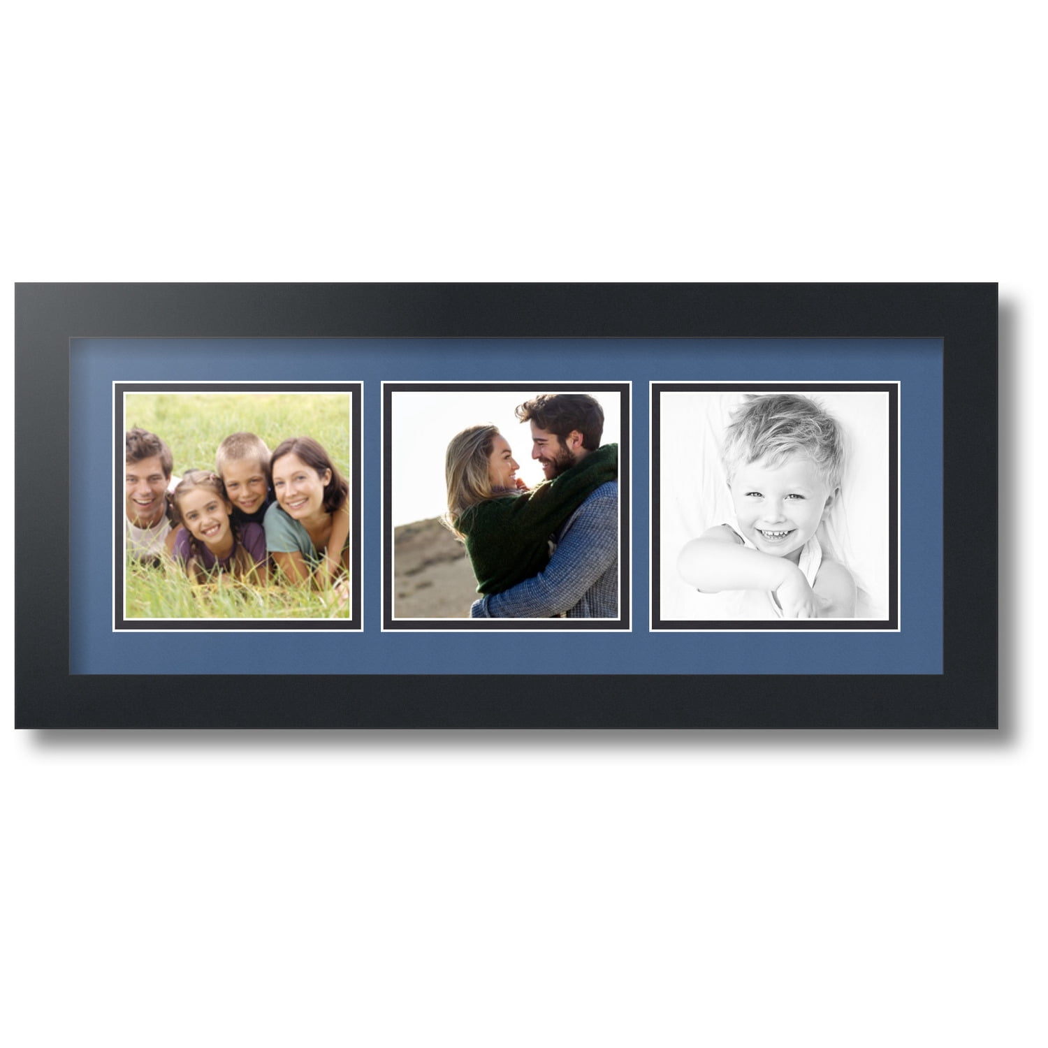 ArtToFrames Triple Opening Collage Photo Frame, 3 - 5x5 Openings, Black ...