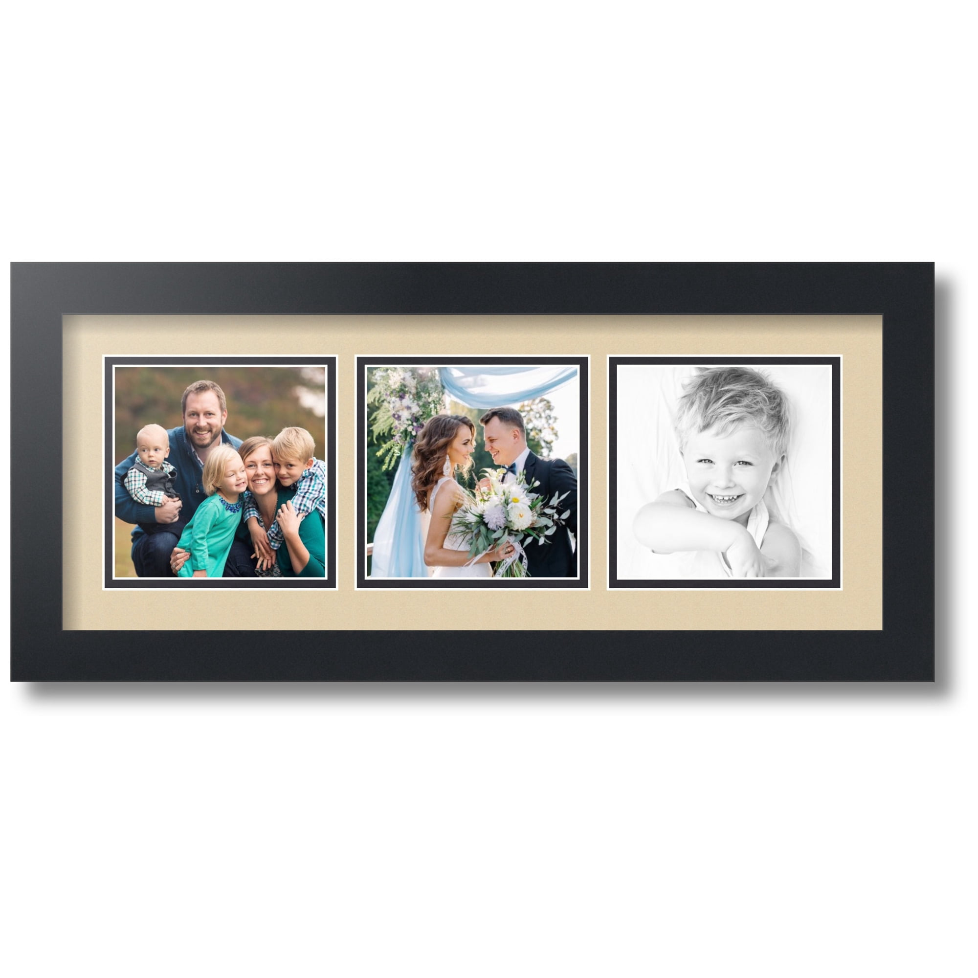 ArtToFrames Collage Photo Picture Frame with 3 - 5x5 Openings, Framed ...