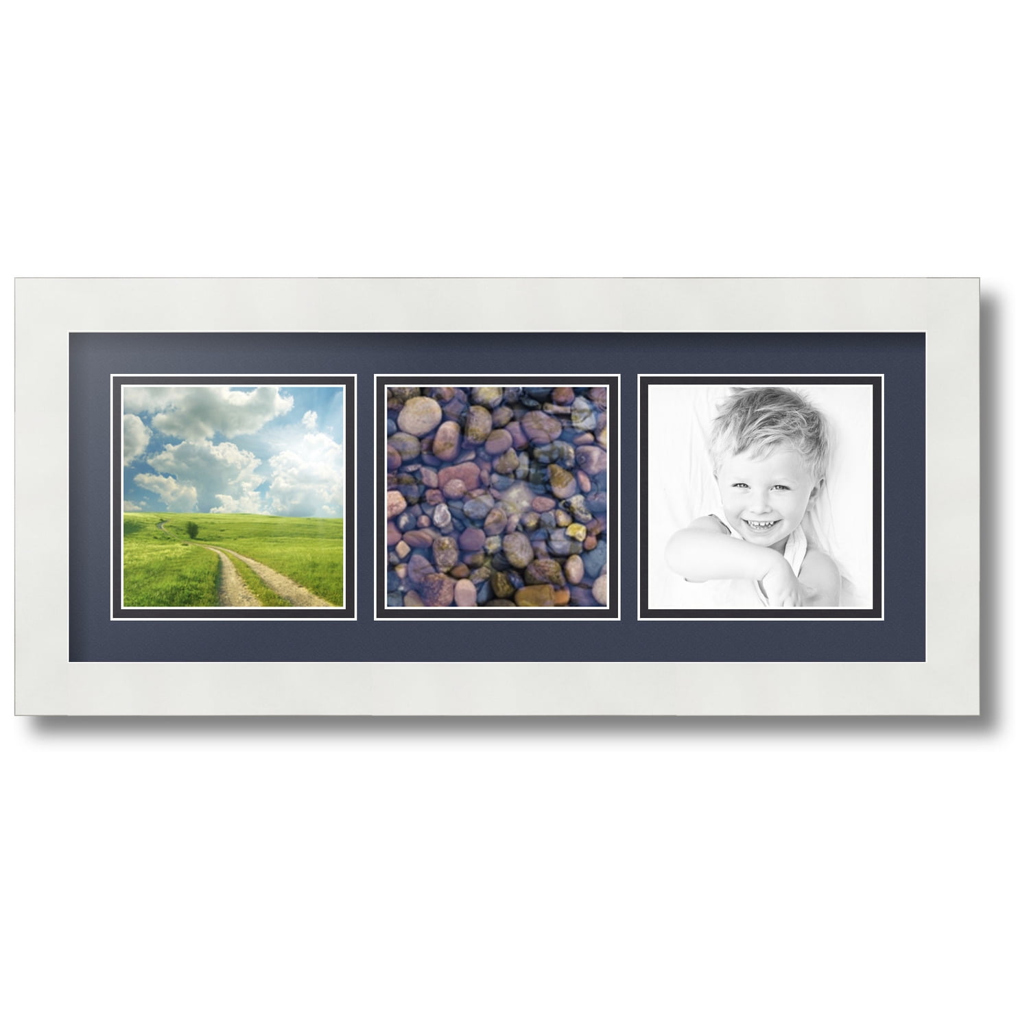 ArtToFrames Collage Photo Picture Frame with 3 - 5x5 Openings, Framed ...