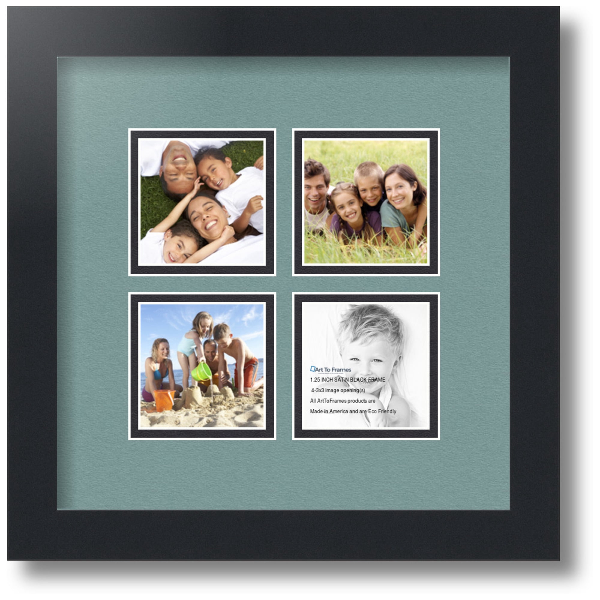 ArtToFrames Collage Photo Picture Frame with 4 - 3x3" Openings, Framed ...