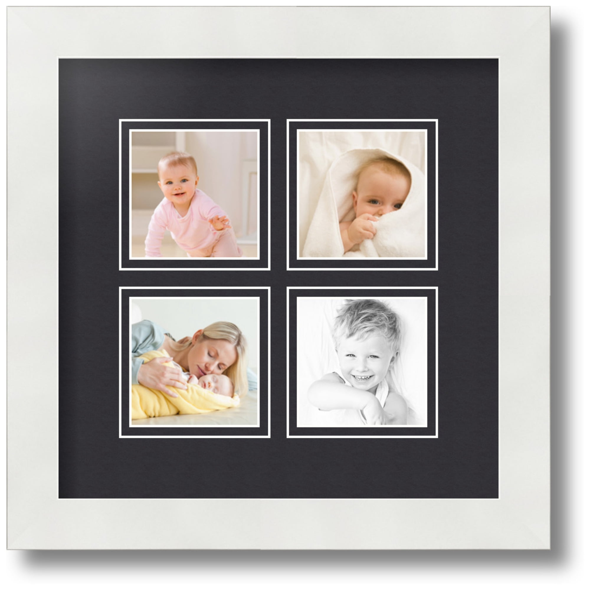 ArtToFrames Collage Photo Picture Frame with 4 - 3x3 Openings, Framed ...