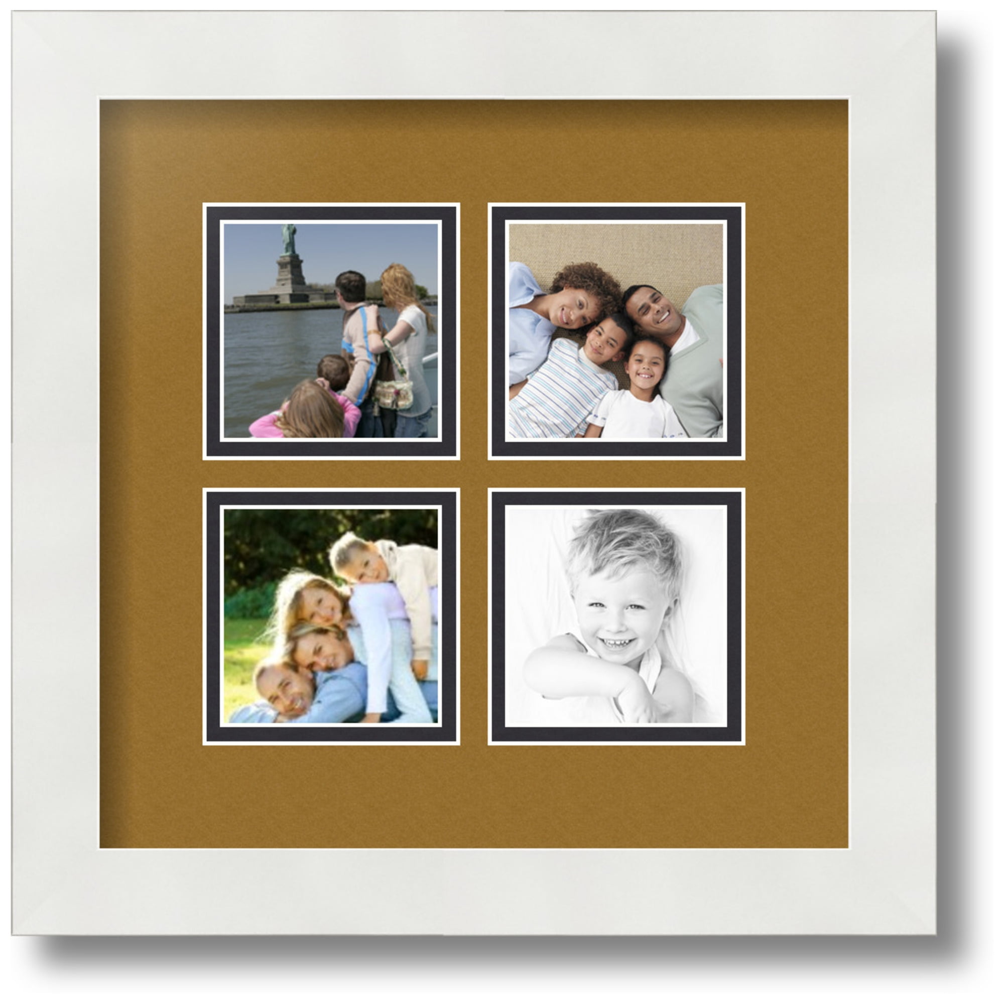 ArtToFrames Collage Photo Picture Frame with 4 - 3x3 Openings, Framed ...
