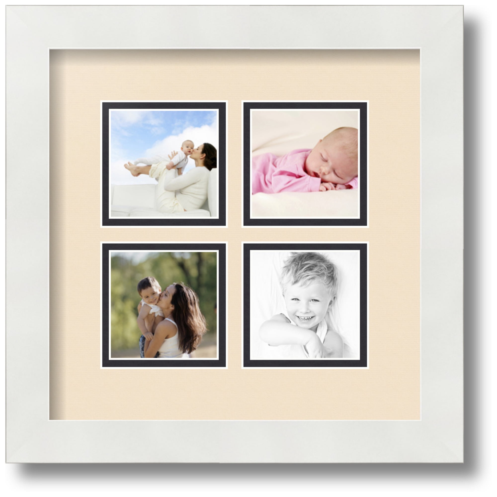 ArtToFrames Collage Photo Picture Frame with 4 - 3x3 Openings, Framed ...