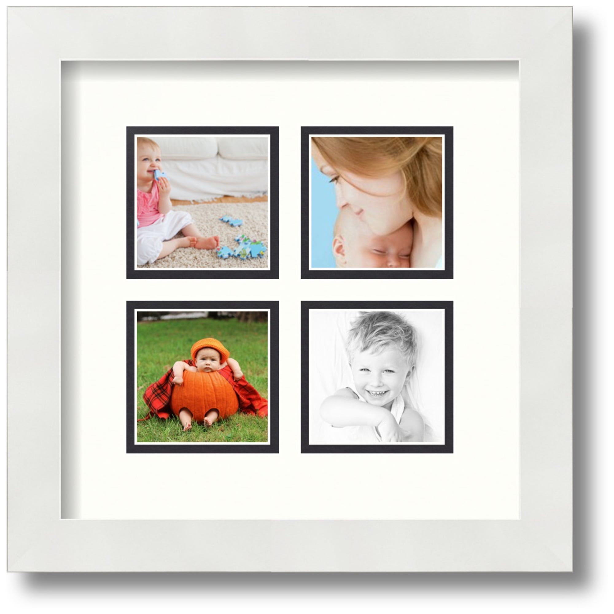 ArtToFrames Collage Photo Picture Frame with 4 - 3x3 Openings, Framed ...