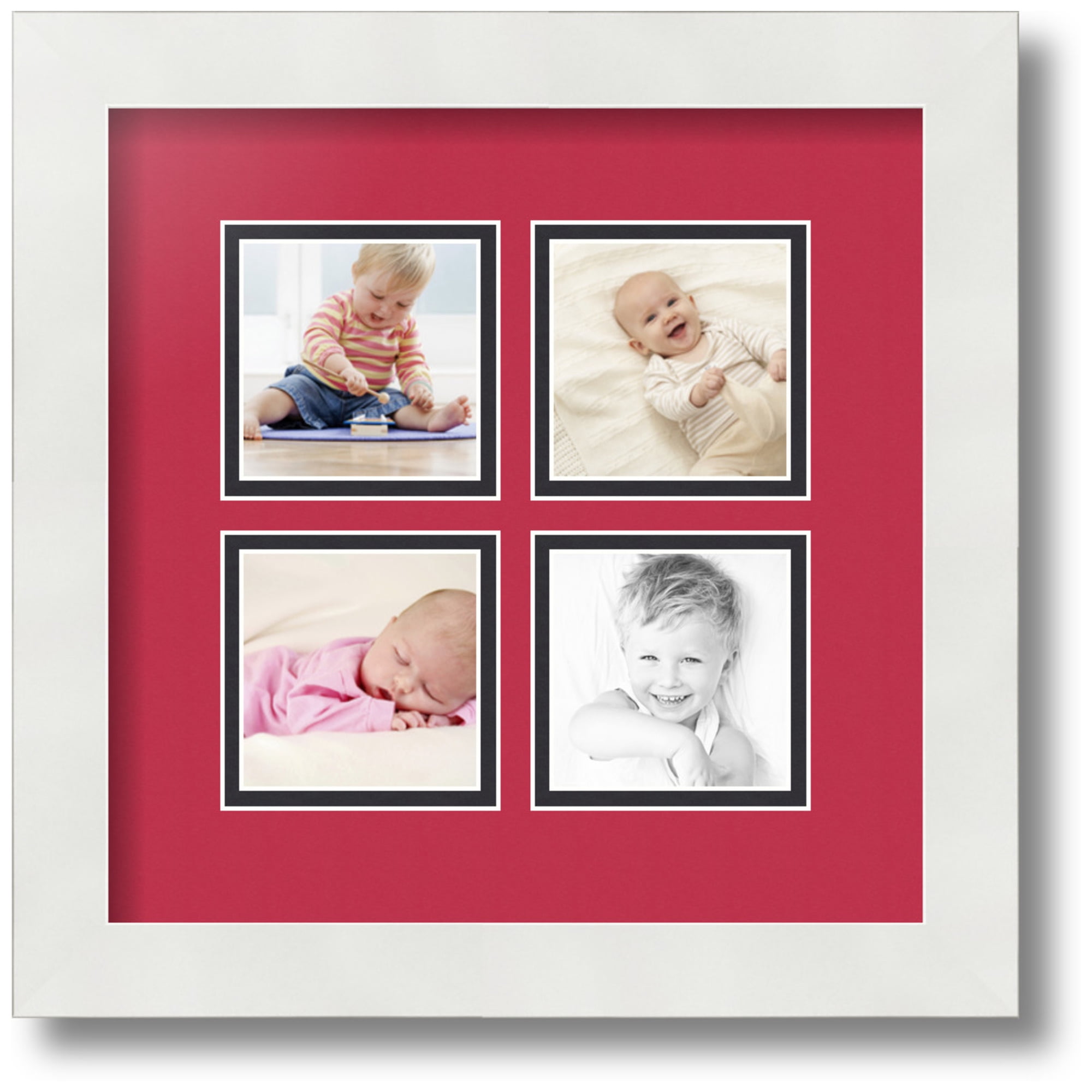 ArtToFrames Collage Photo Picture Frame with 4 - 3x3 Openings, Framed ...
