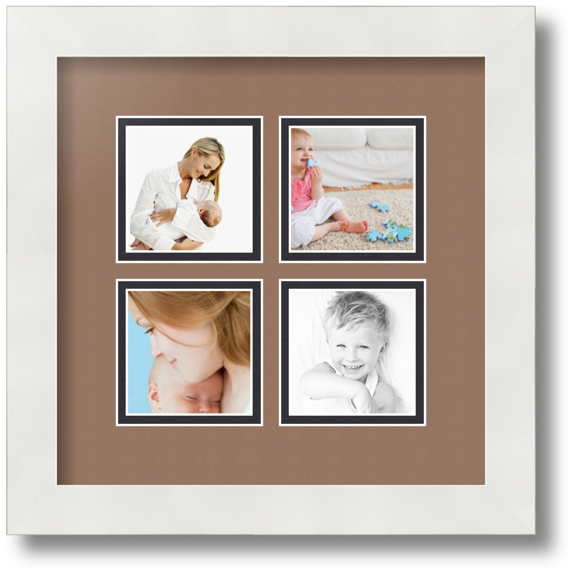 ArtToFrames Collage Photo Picture Frame with 4 - 3x3" Openings, Framed ...