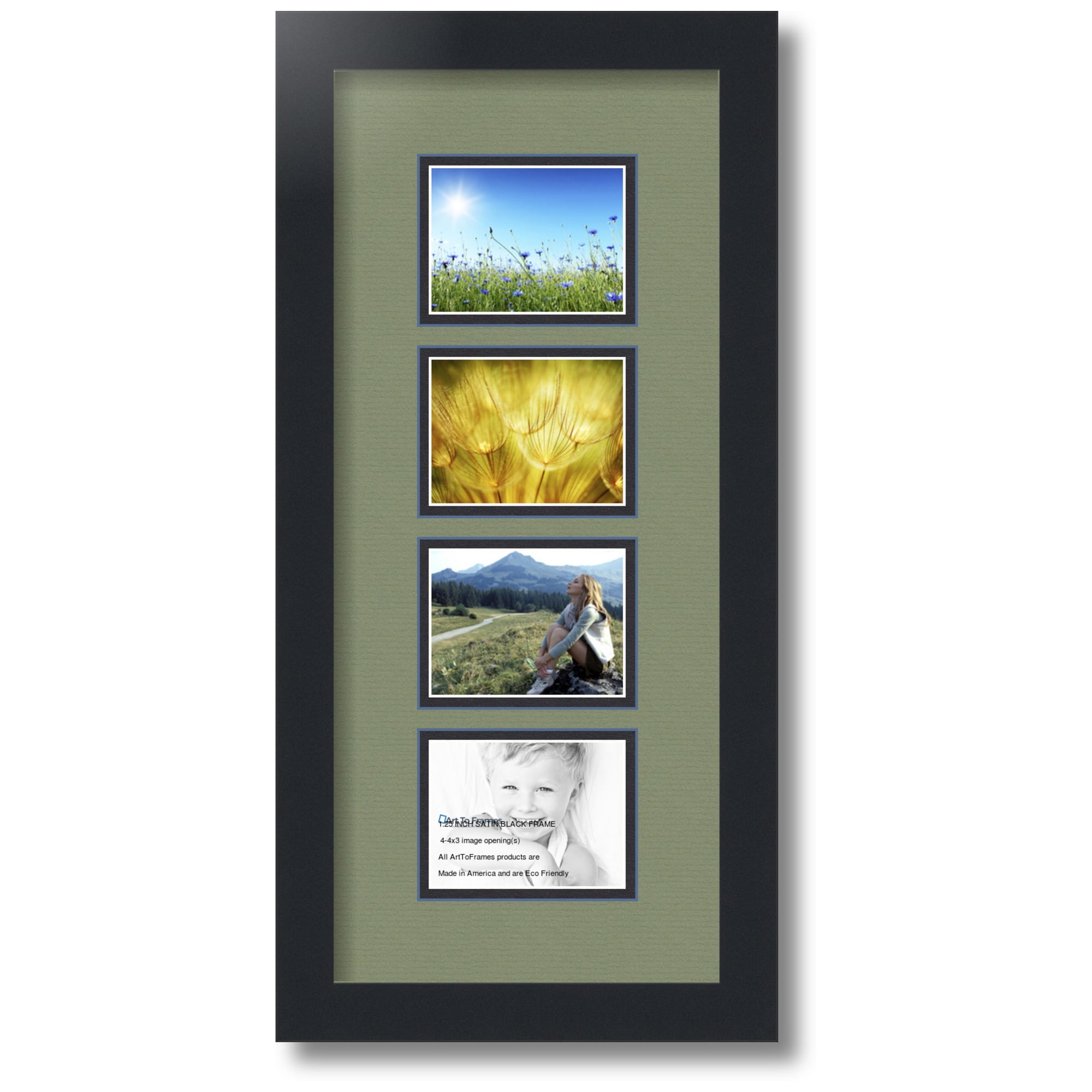 ArtToFrames Collage Photo Picture Frame with 4 - 3x4" Openings, Framed ...