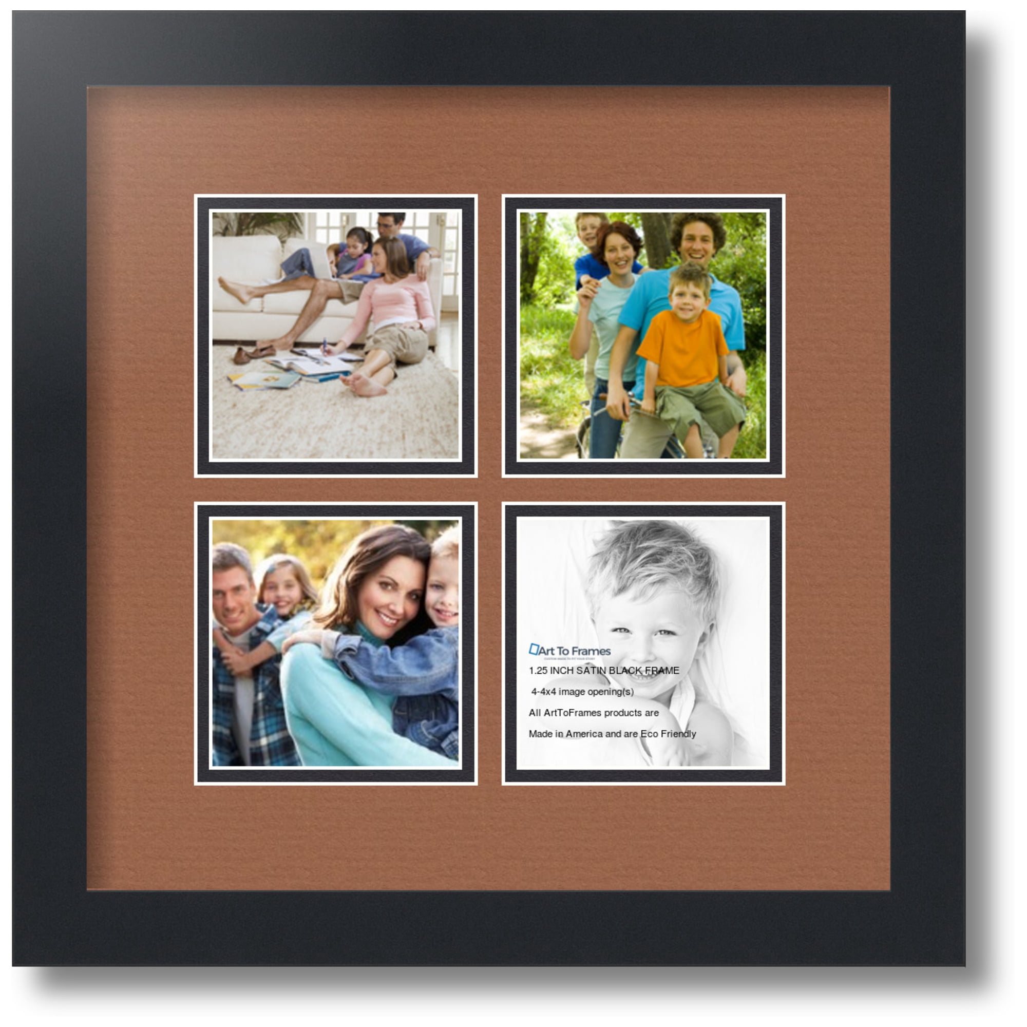 ArtToFrames Collage Photo Picture Frame with 4 - 4x4" Openings, Framed ...