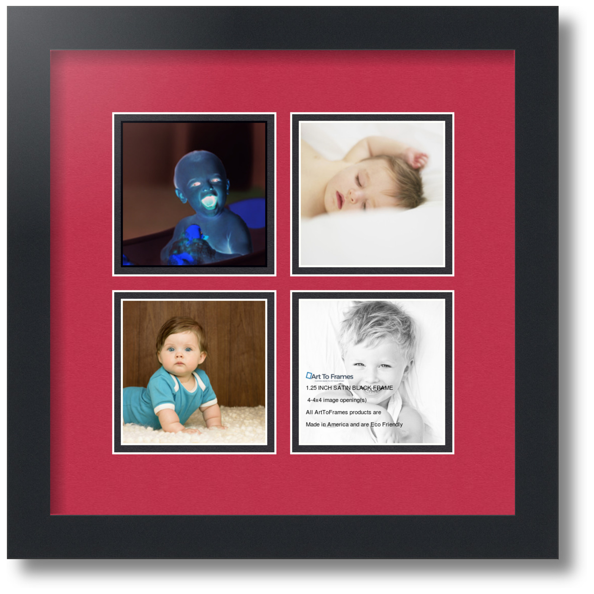 ArtToFrames Collage Photo Picture Frame with 4 - 4x4" Openings, Framed ...