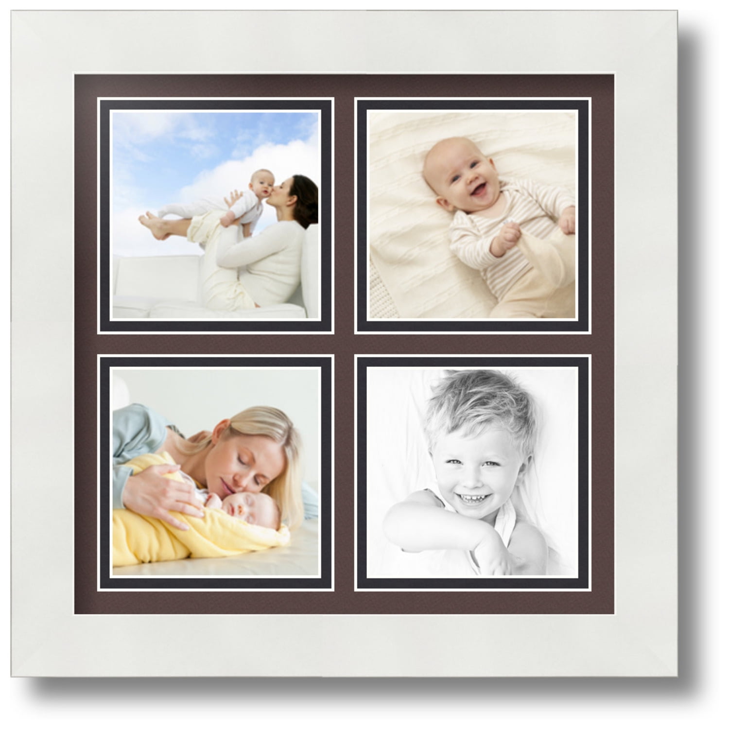 ArtToFrames Collage Photo Picture Frame with 4 - 4x4 Openings, Framed ...