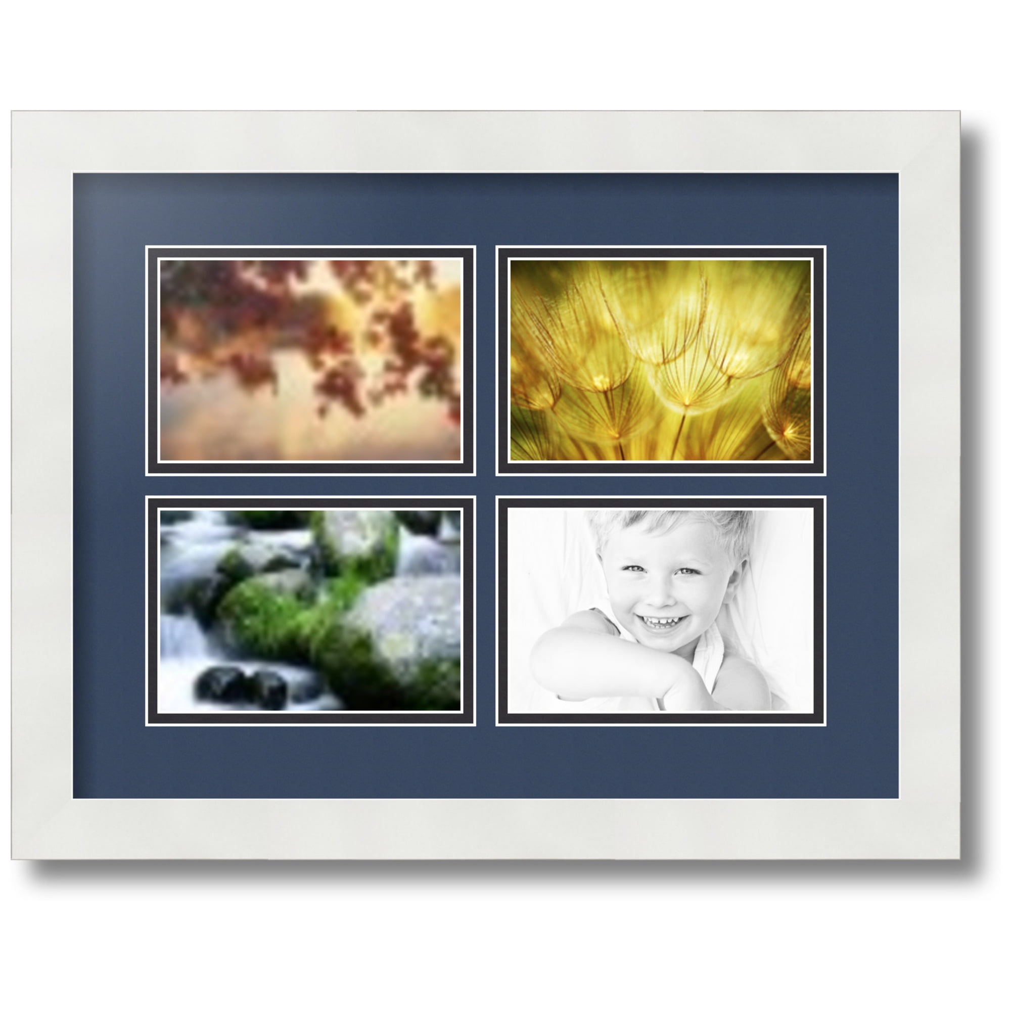 ArtToFrames 4-Openings Collage Photo Frame, 4x6, White Frame, Midnight ...