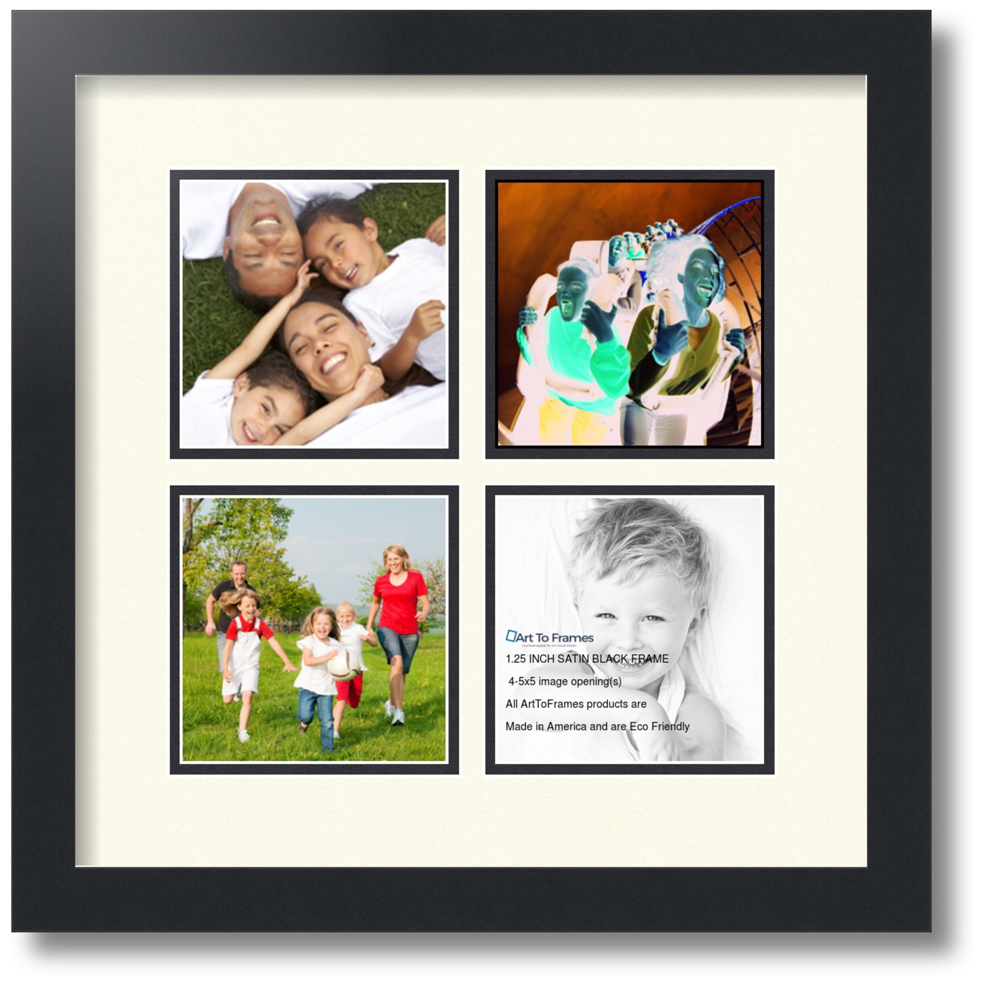 ArtToFrames Collage Photo Picture Frame with 4 - 5x5" Openings, Framed ...