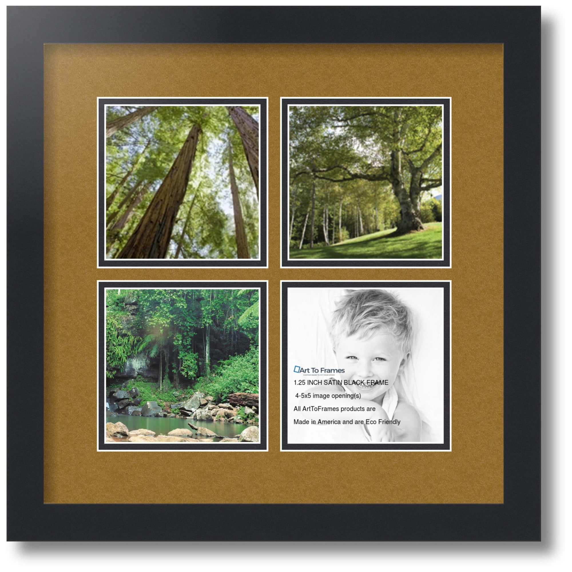ArtToFrames Collage Photo Picture Frame with 4 - 5x5" Openings, Framed ...