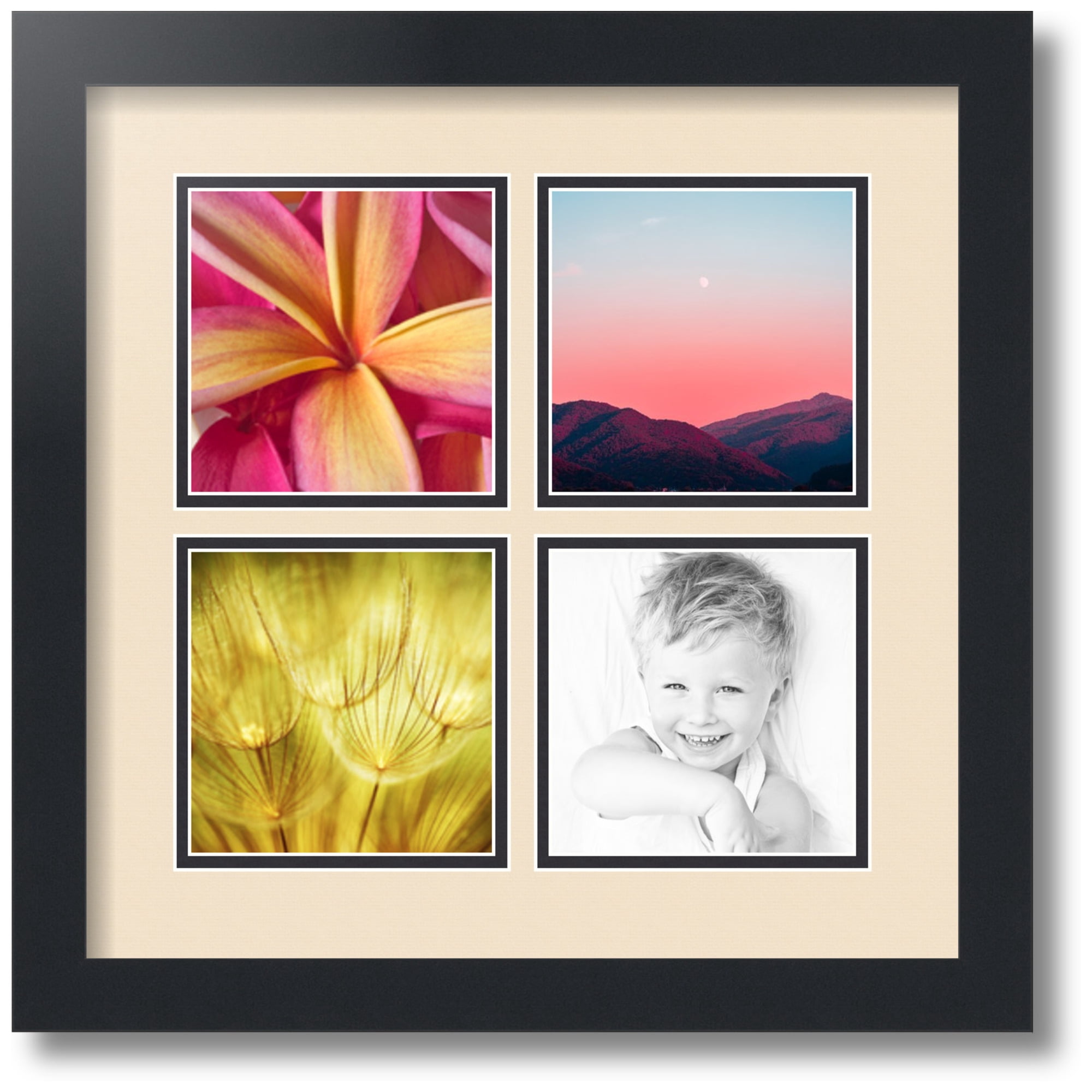 ArtToFrames Collage Photo Picture Frame with 4 - 5x5" Openings, Framed ...